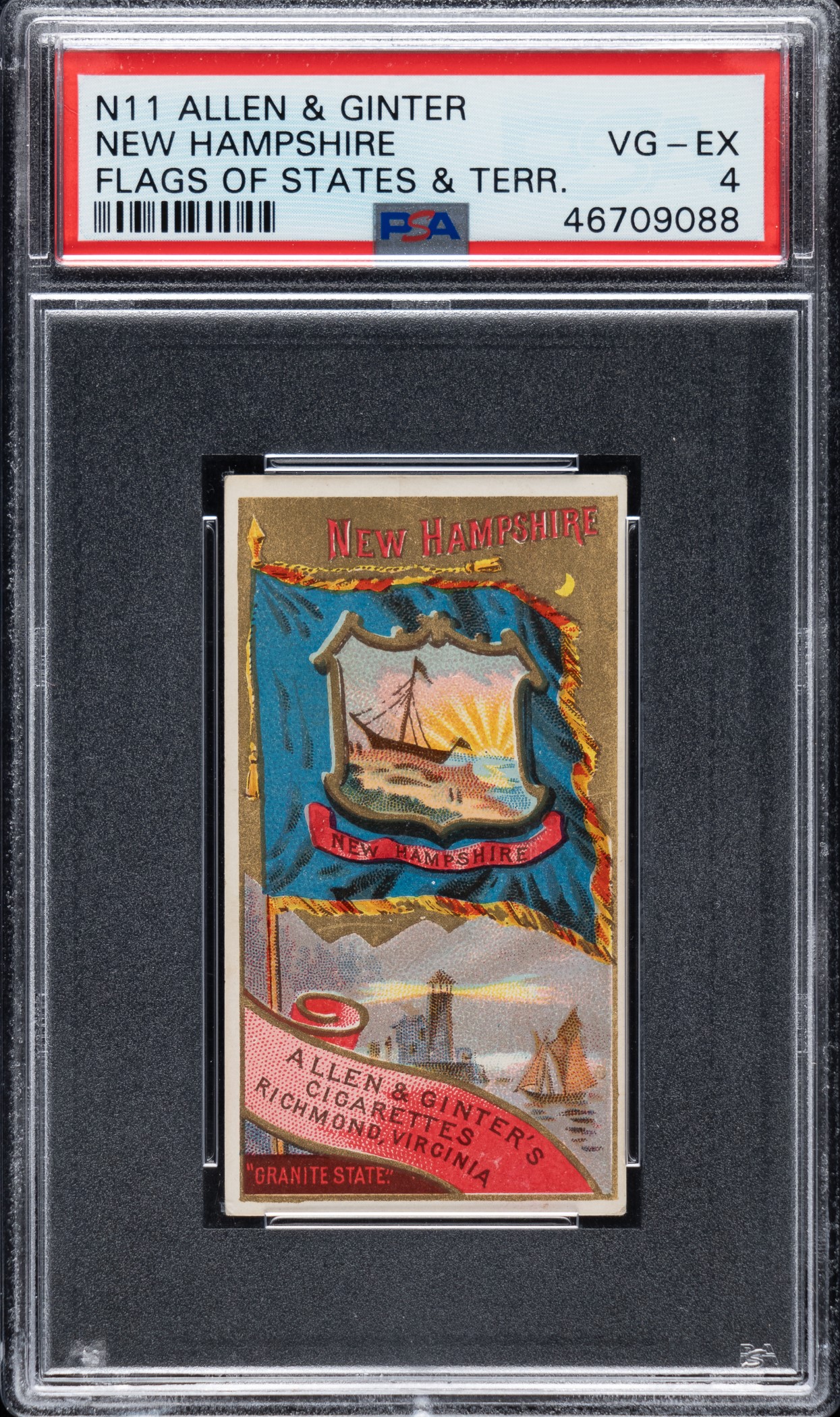 1888 N11 Allen & Ginter "Flags of States and Territories" New Hampshire ...