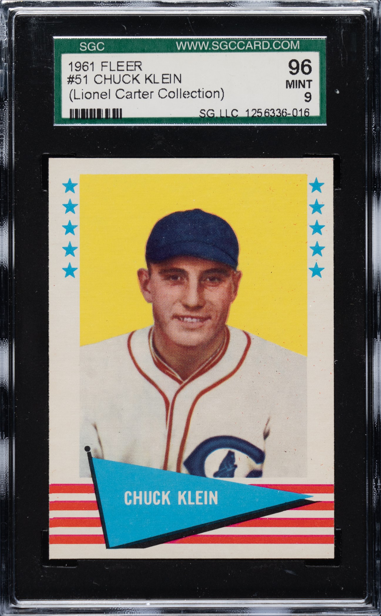 1961-1962 Fleer All-Time Greats #51 Chuck Klein SGC MINT 96 (Lionel ...
