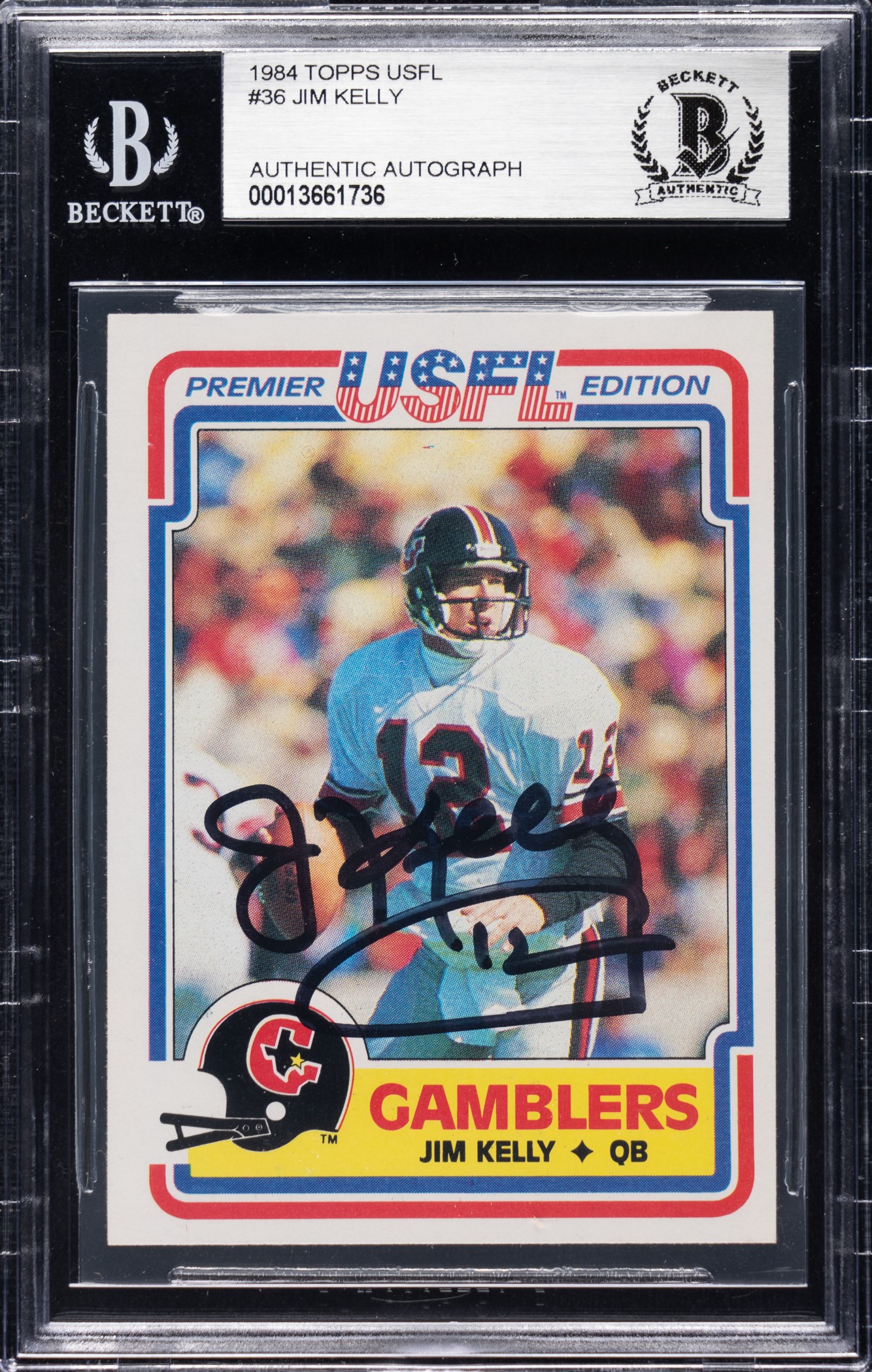 Signed 1984 Topps USFL Football #36 Jim Kelly Rookie - Beckett | REA ...