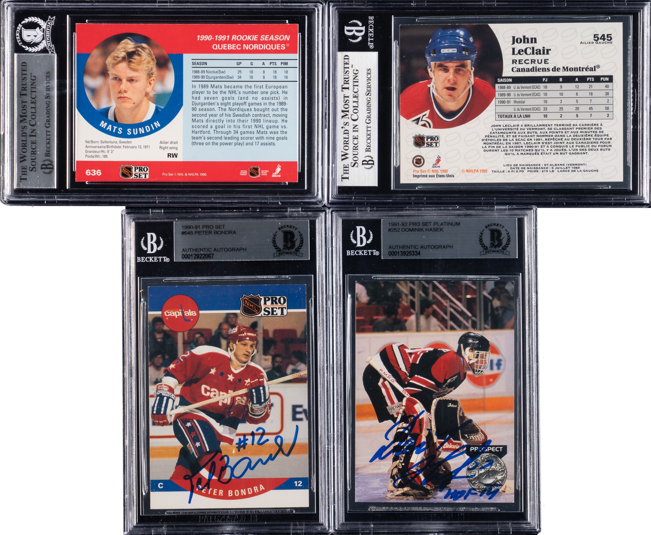 Signed 1990-1991 to 1991-1992 Pro Set Hockey Hall of Fame and Stars ...