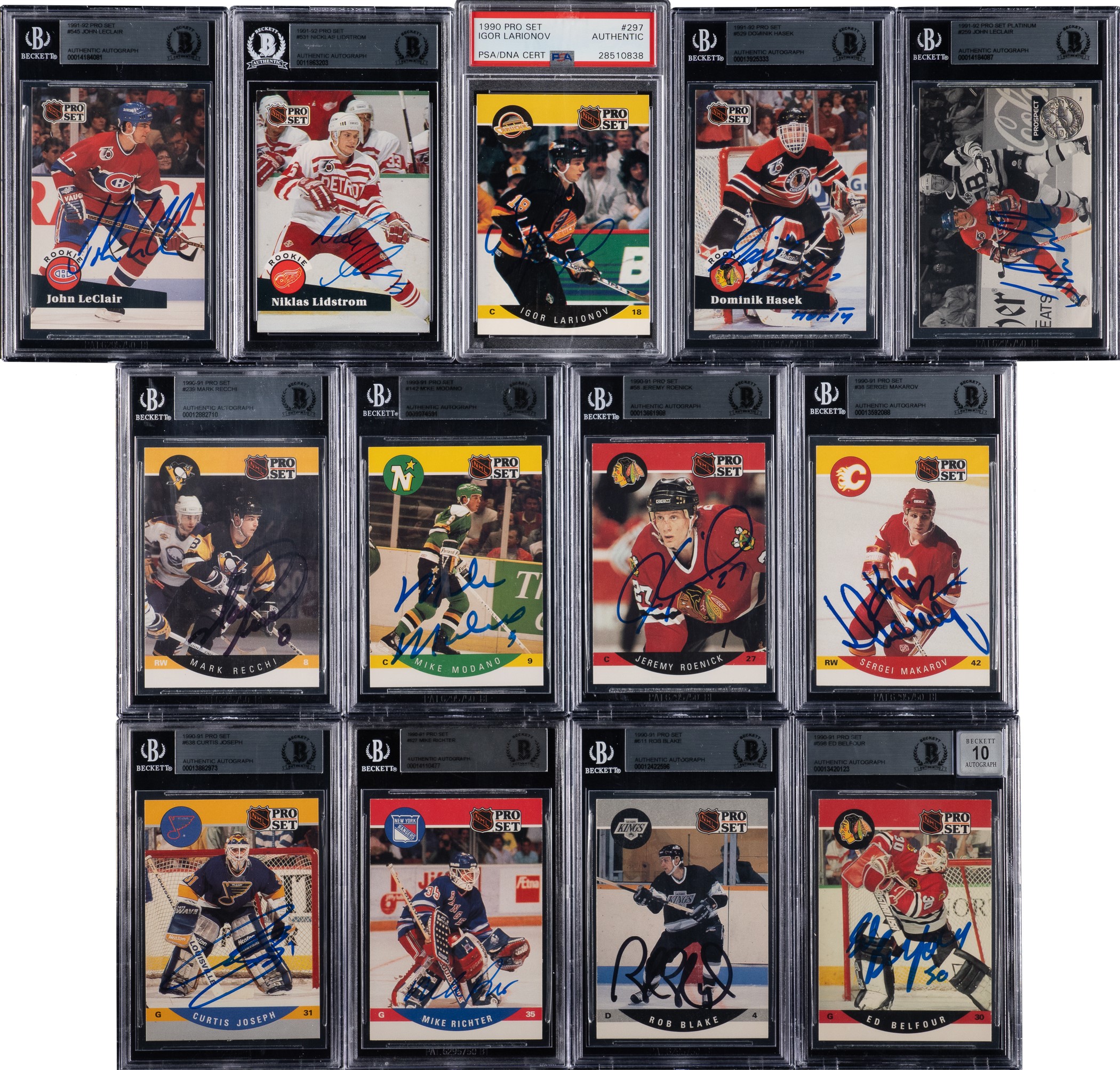 Signed 1990-1991 to 1991-1992 Pro Set Hockey Hall of Fame and Stars ...