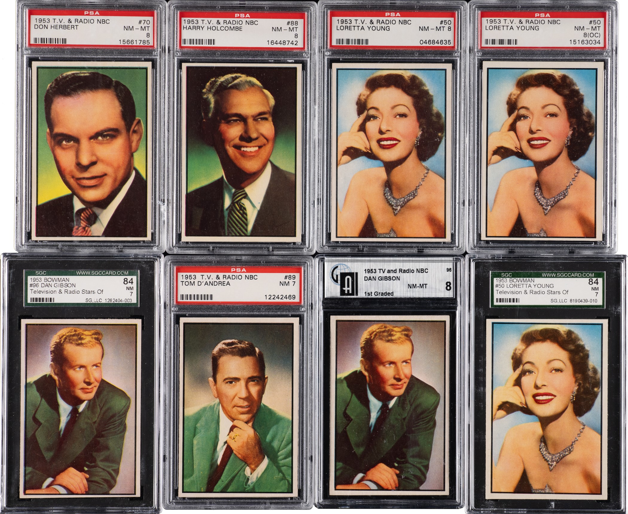 1953 Bowman "Television & Radio Stars of NBC" PSA-, GAI- and SGC-Graded ...