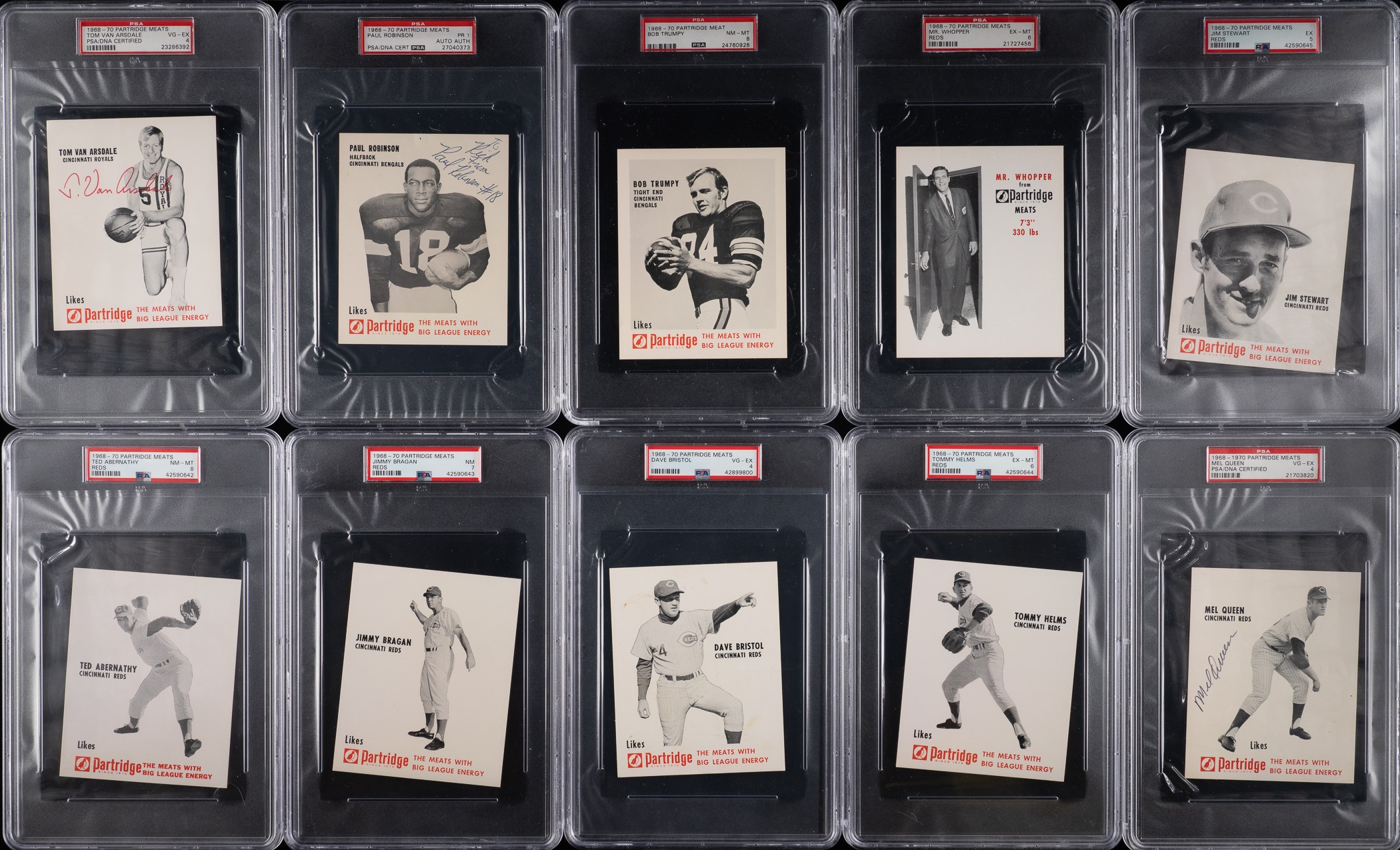 1968 to 1972 Partridge Meats PSA-Graded Collection (28) with Seven ...
