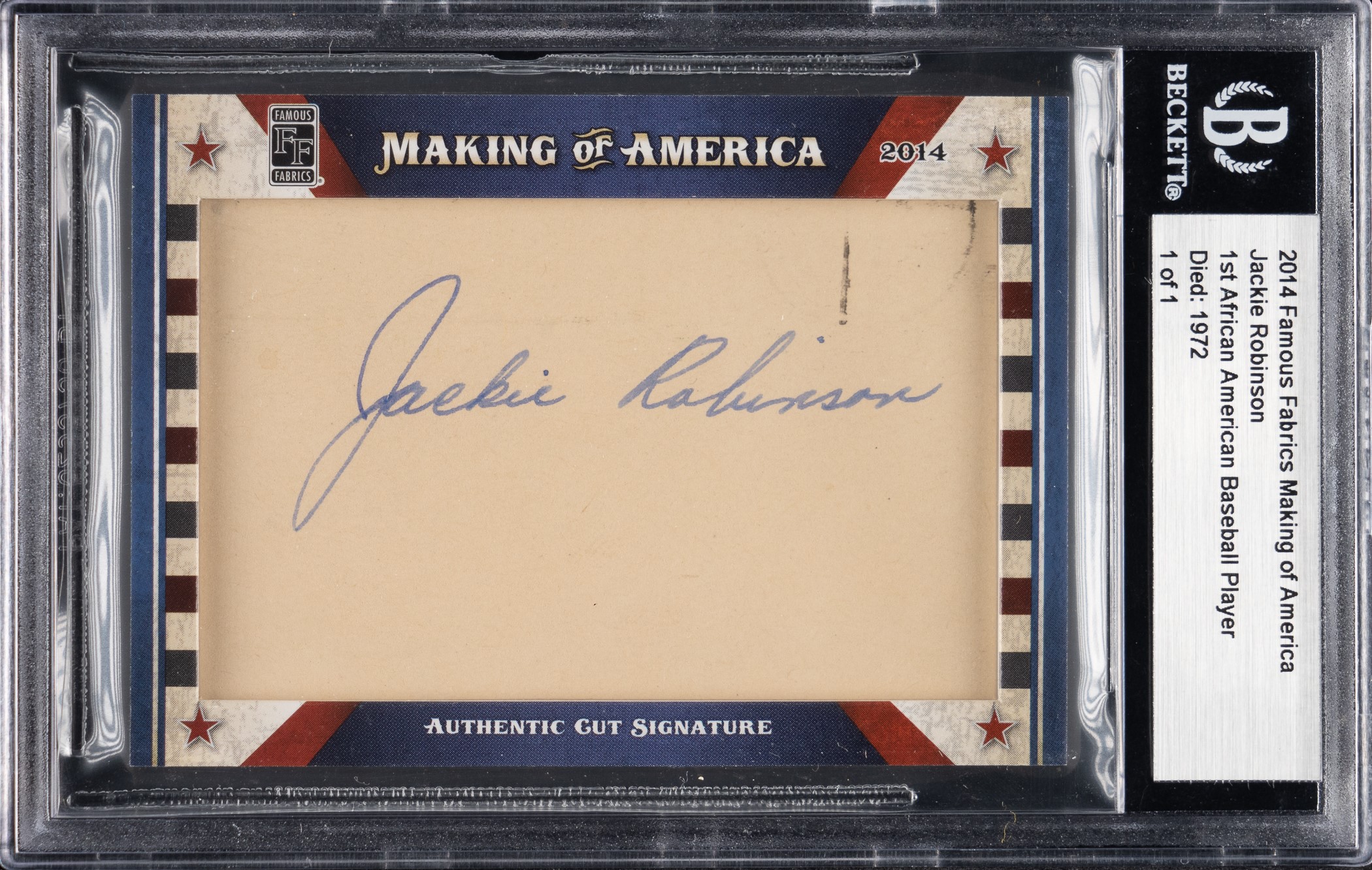 2014 Leaf Famous Fabrics Making of America Jackie Robinson Cut ...