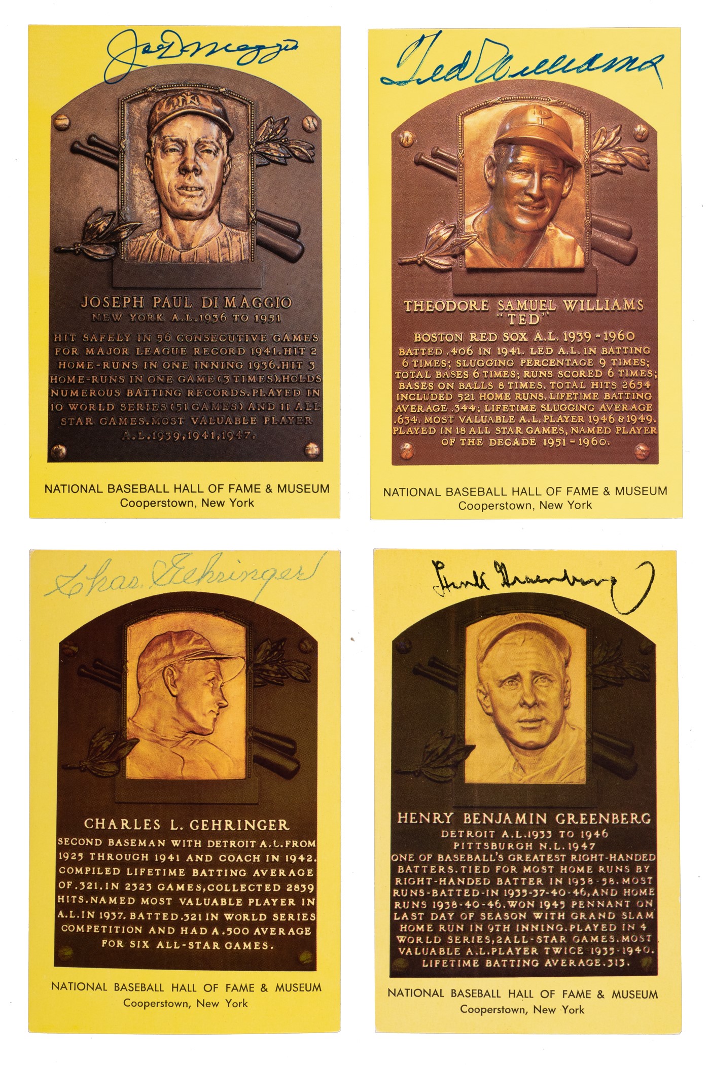 Signed Yellow Hall of Fame Postcard Collection (33) Including Joe ...