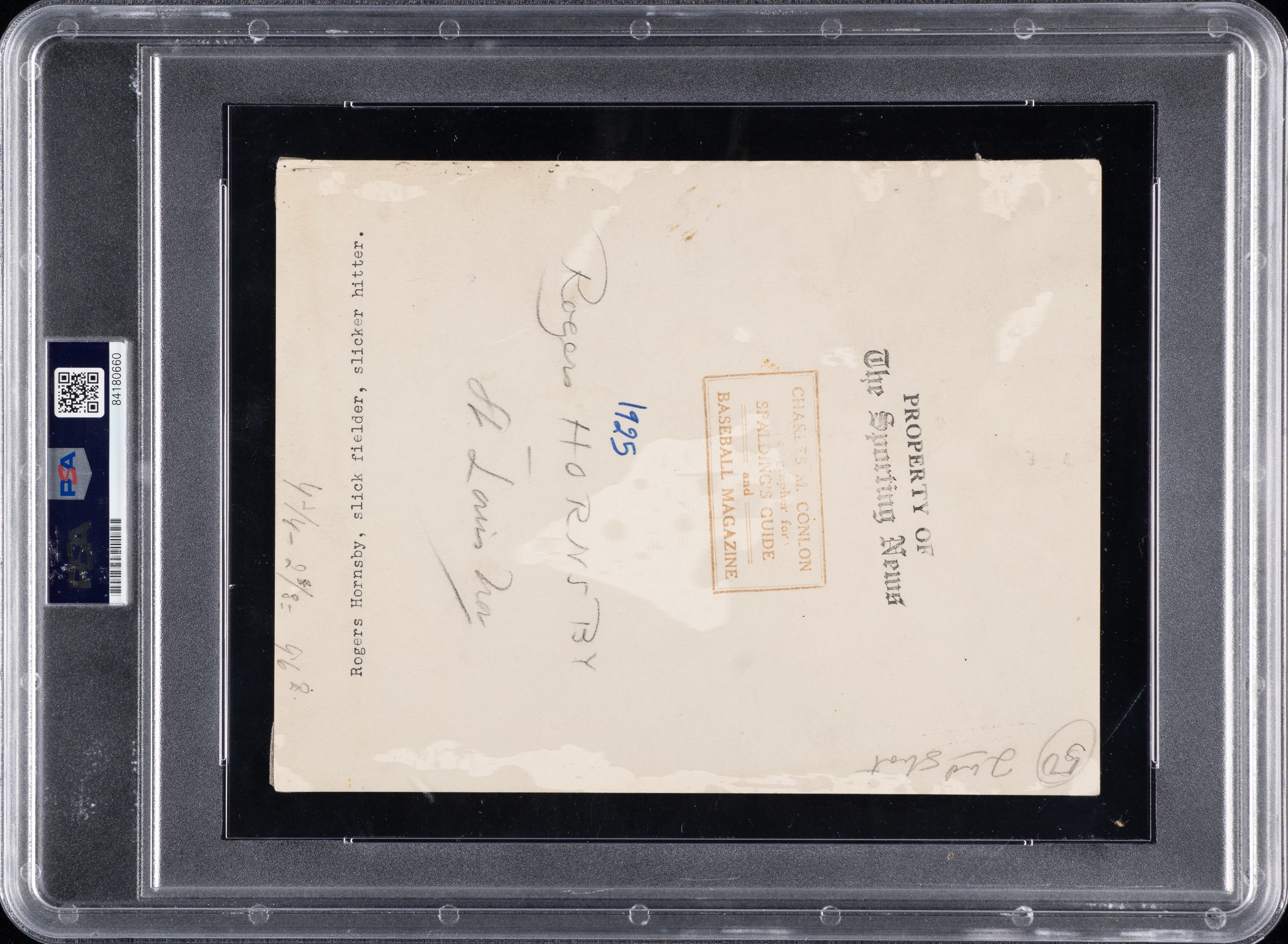 Circa 1925 Rogers Hornsby Original Charles Conlon Photograph PSA/DNA ...