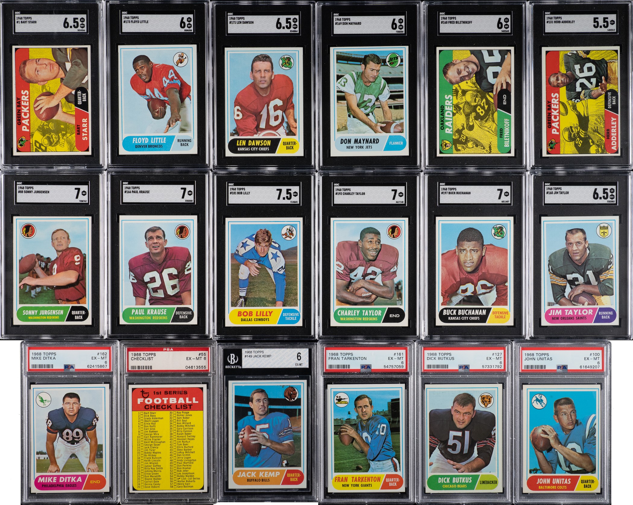 1968 Topps Football Complete Set (219) Including 21 PSA- and SGC-Graded ...