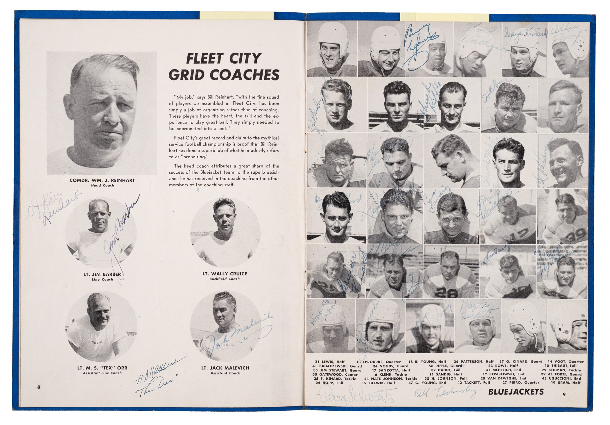 1945 Fleet City Bluejackets Multi-Signed Program Including Bruiser ...