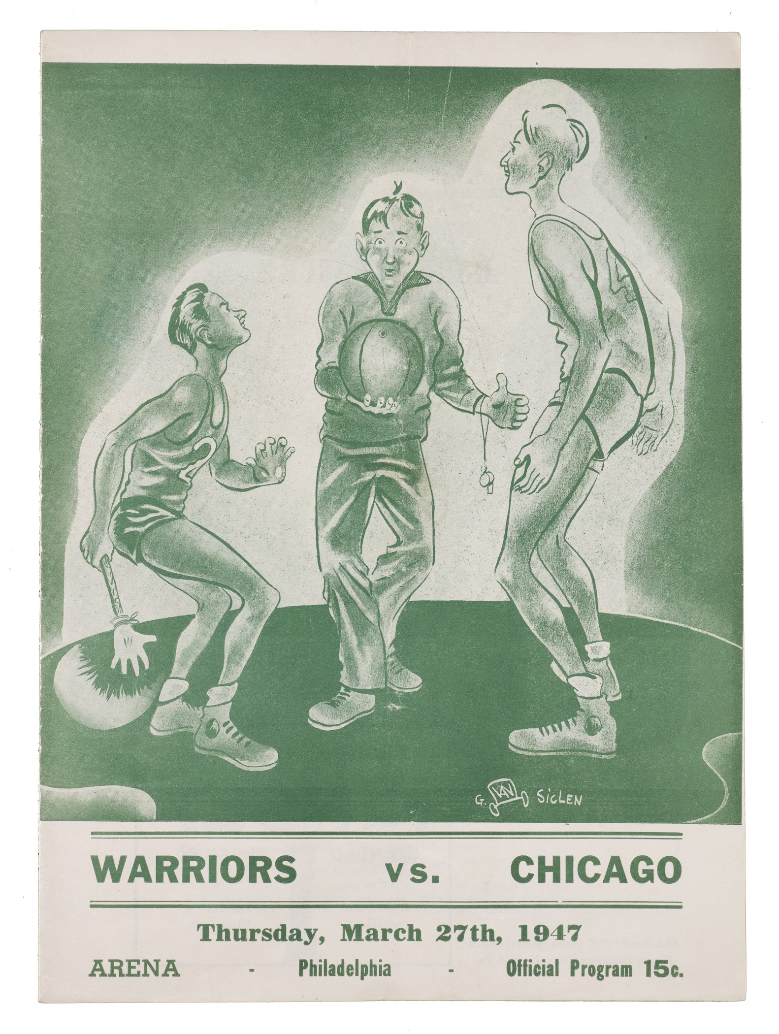 1947 Philadelphia Warriors (vs. Chicago Stags) Multi-Signed Program ...