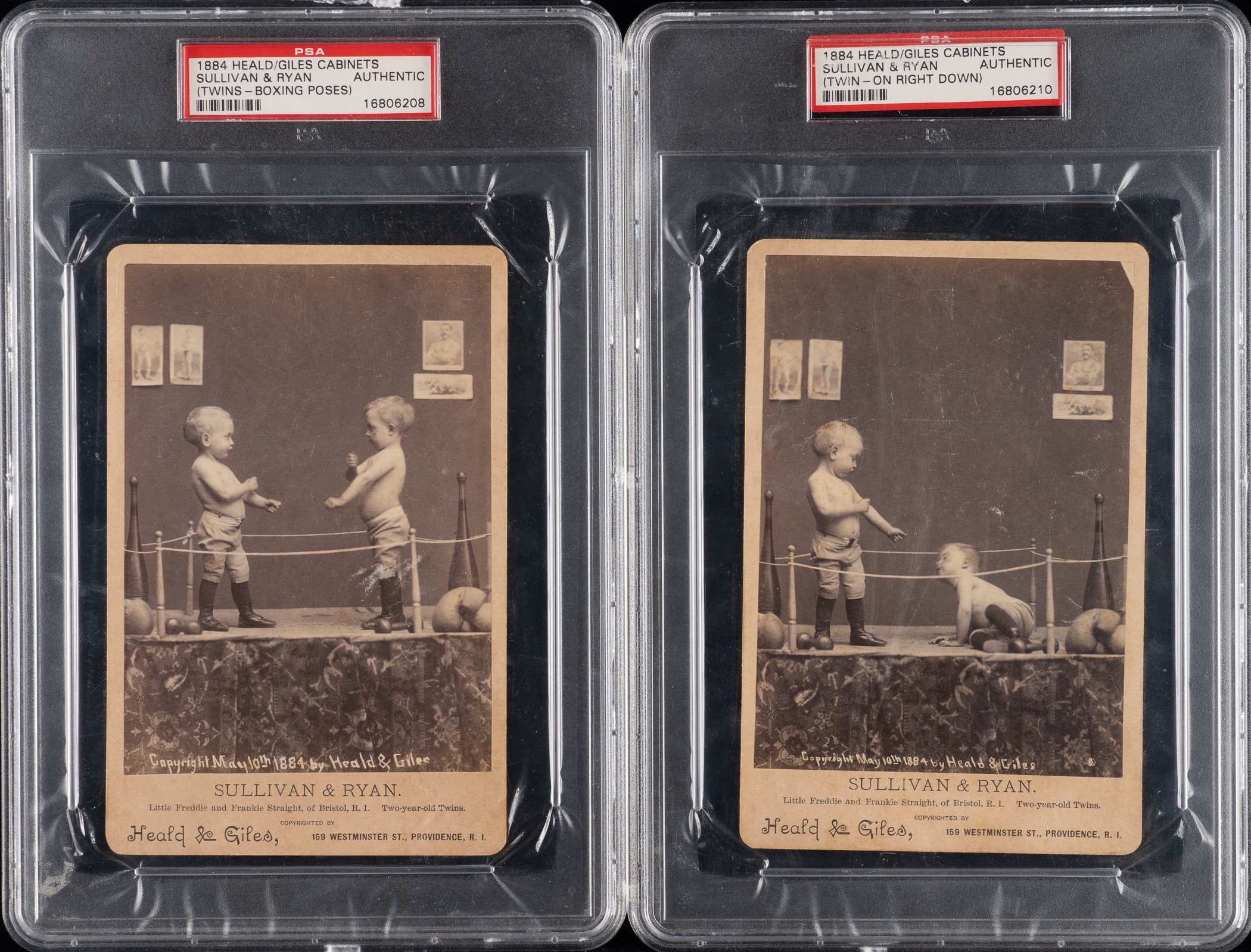 1884 Heald & Giles Boxing Cabinets Sullivan and Ryan PSA-Graded Pair ...