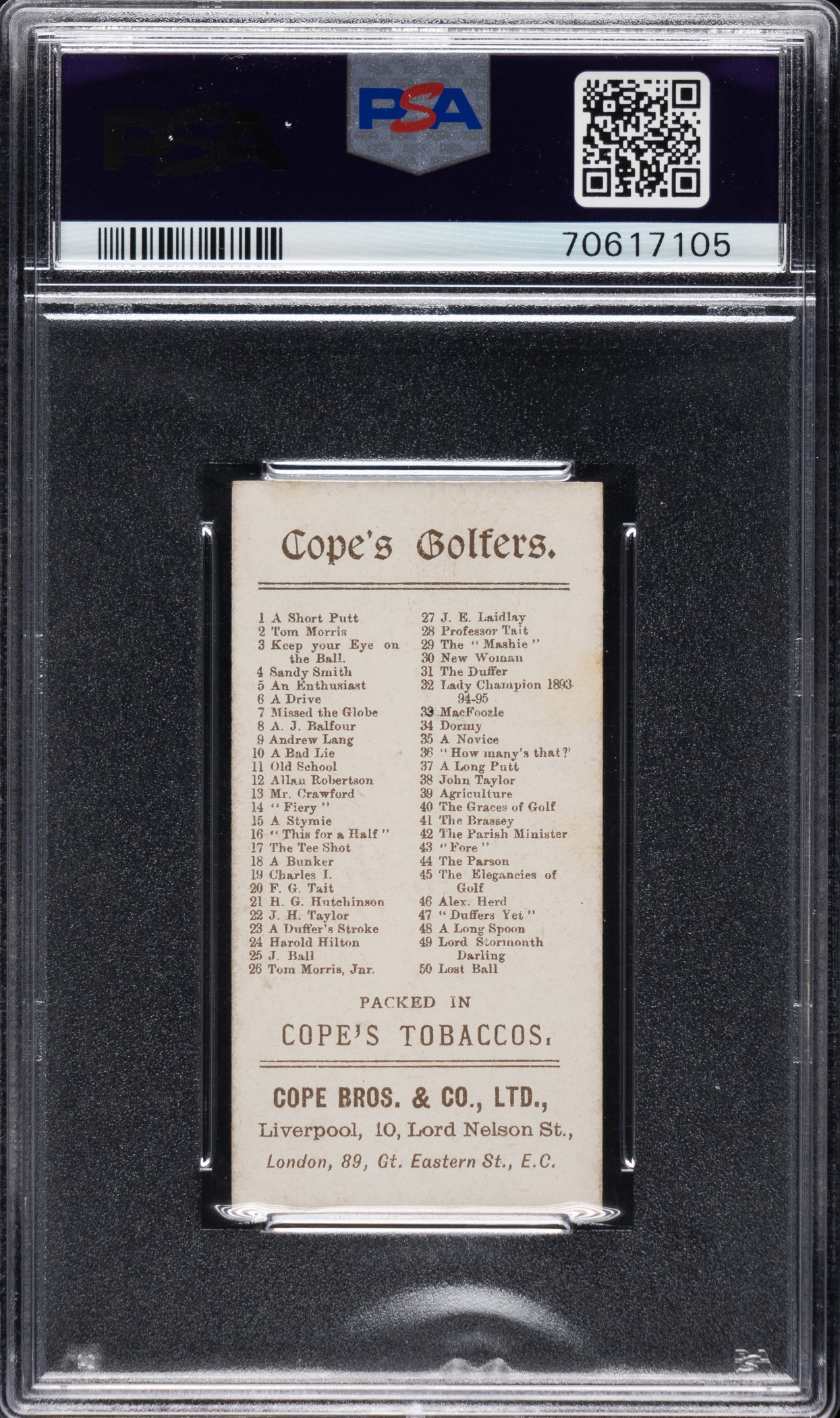 1900 Cope Bros. Co. "Cope's Golfers" #2 Tom Morris PSA EX-MT 6 | REA ...