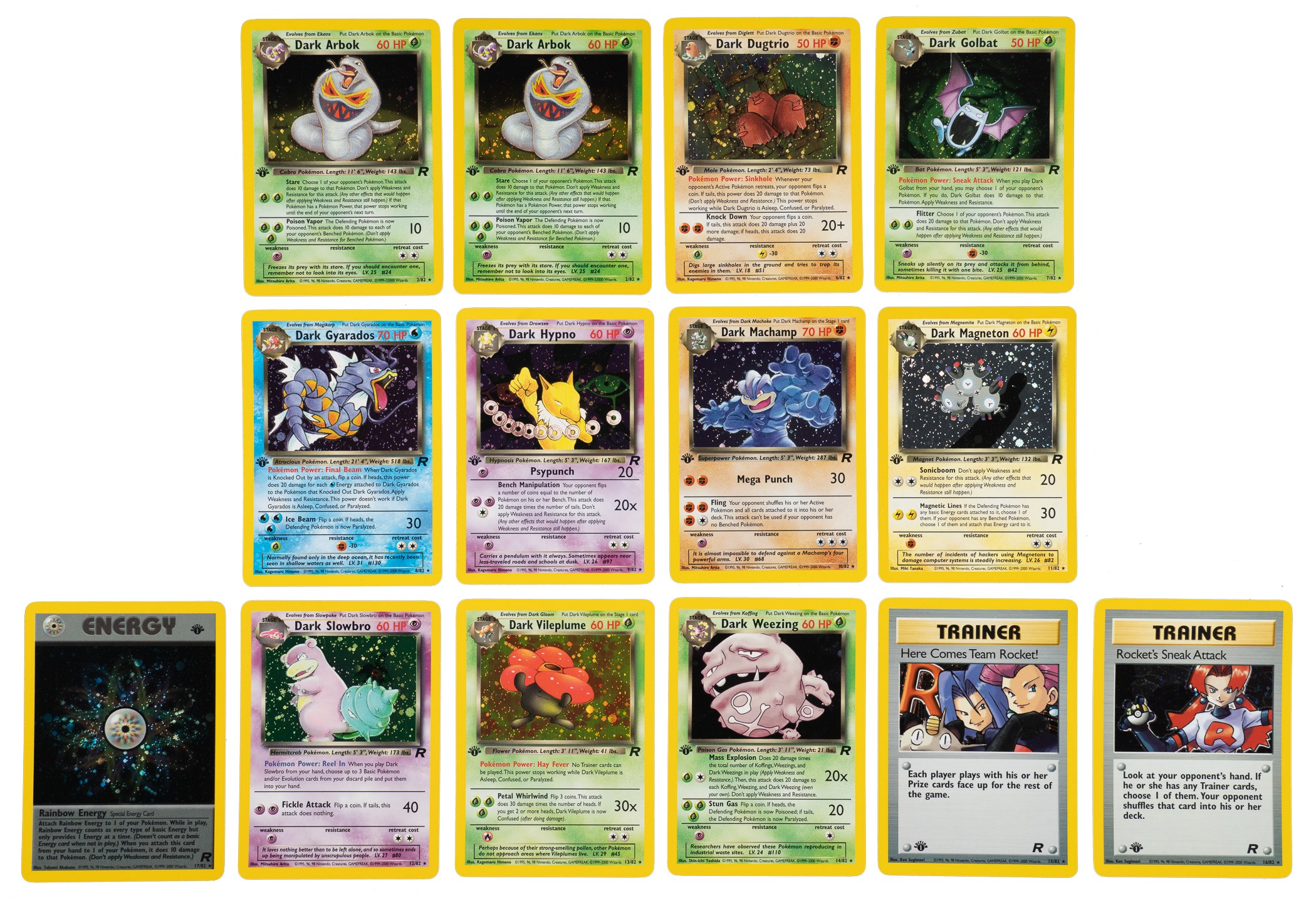 2000 Pokemon Team Rocket Complete Set (83) Including 82 First Edition ...