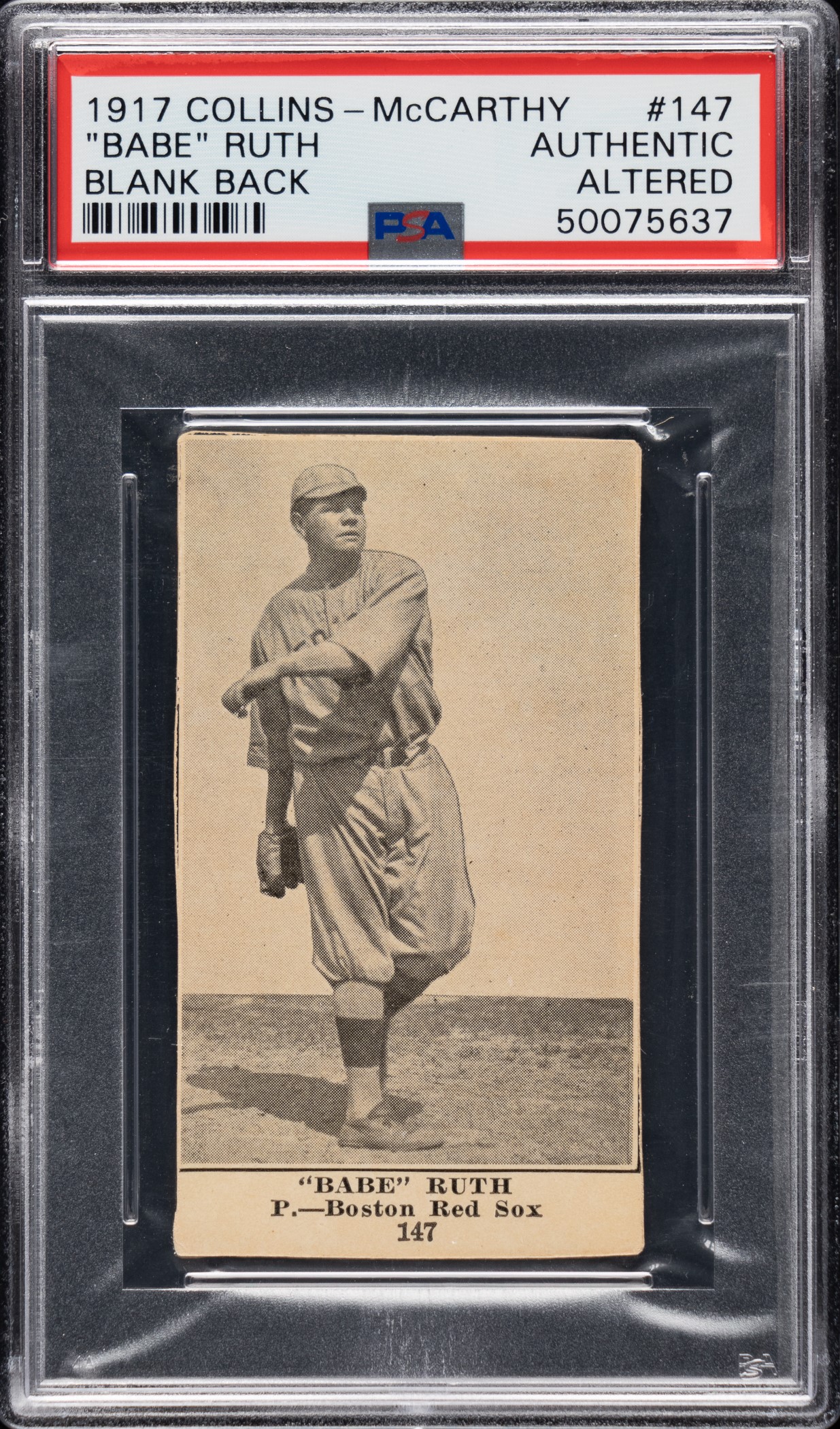 1917 E135 Collins-McCarthy #147 Babe Ruth - Blank Back | REA Archive