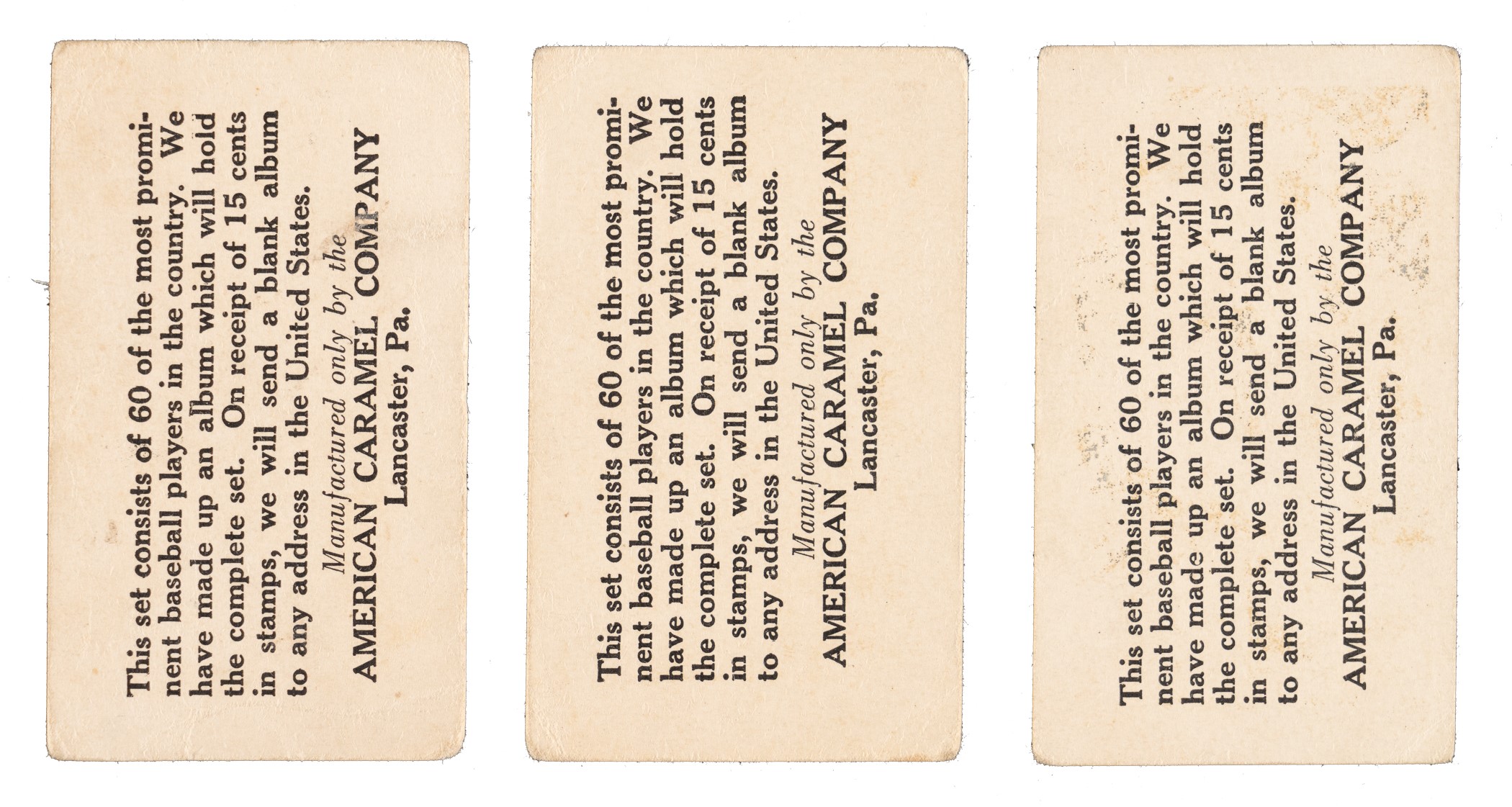 1927 E126 American Caramel "Series of 60" Near-Complete Set (52/60 ...