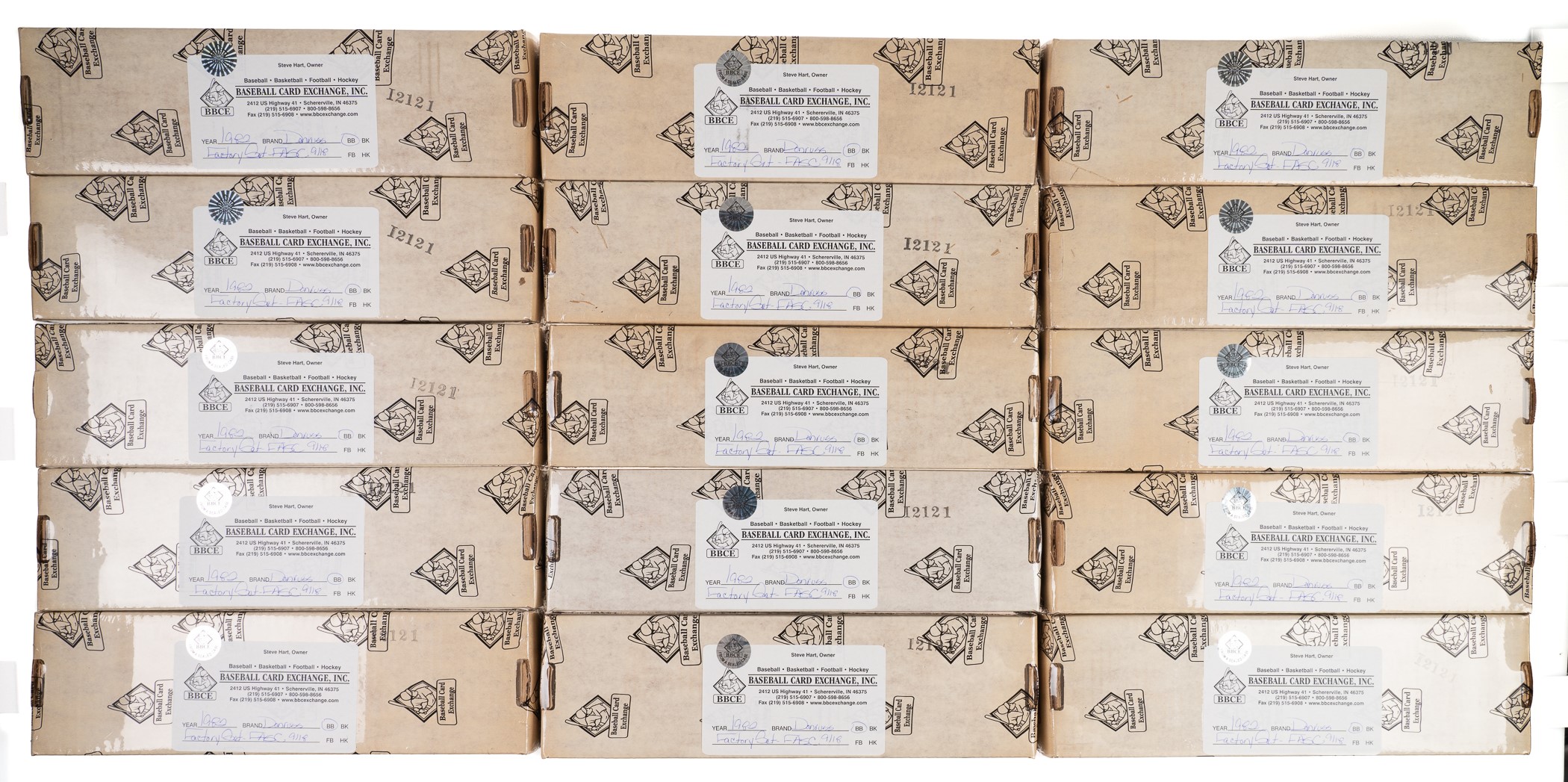 1982 Donruss Original Unopened Factory Set Case (15 Sets) - Bbce - From