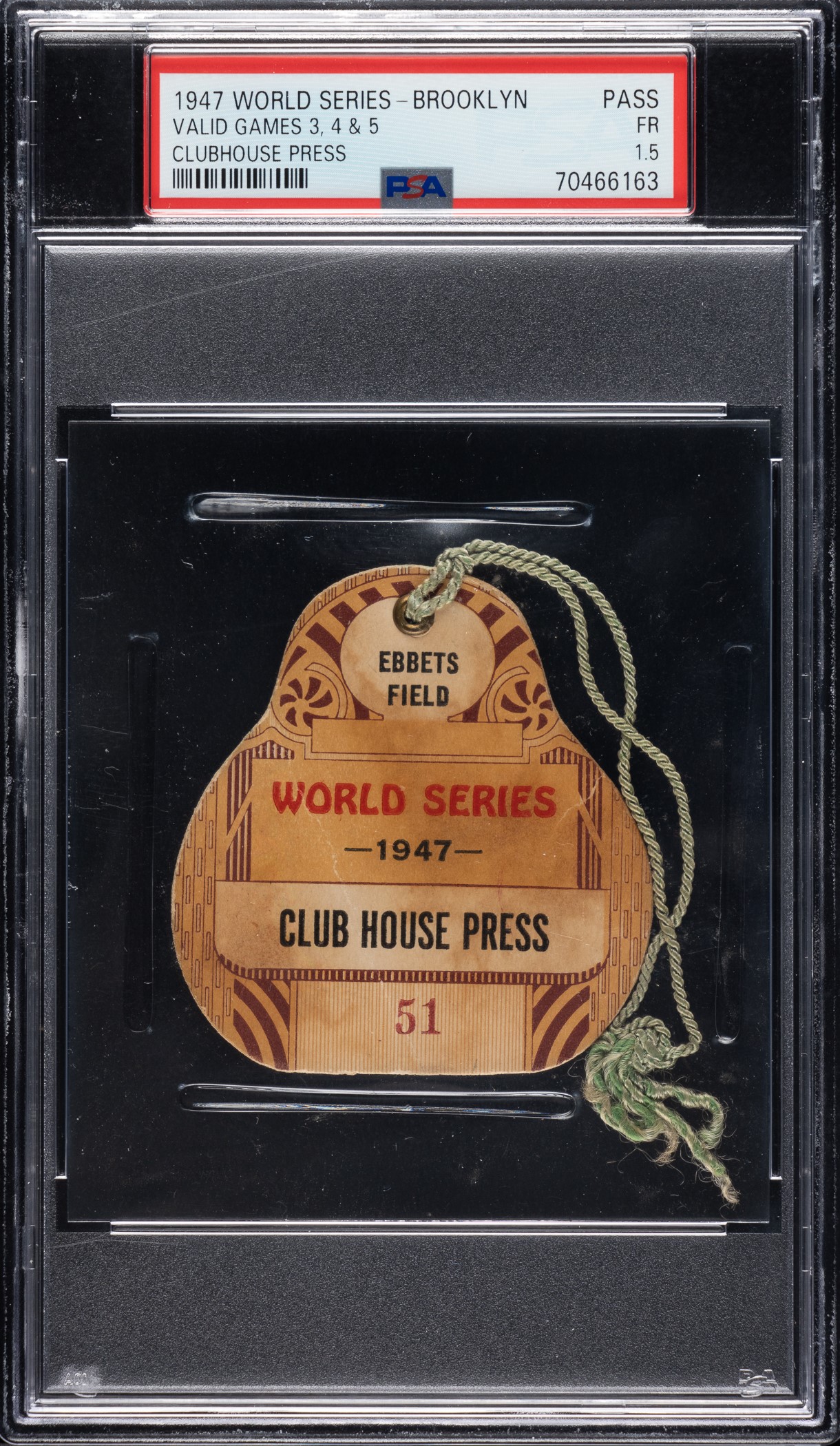 1947 Brooklyn Dodgers (vs. New York Yankees) Ebbets Field World Series ...