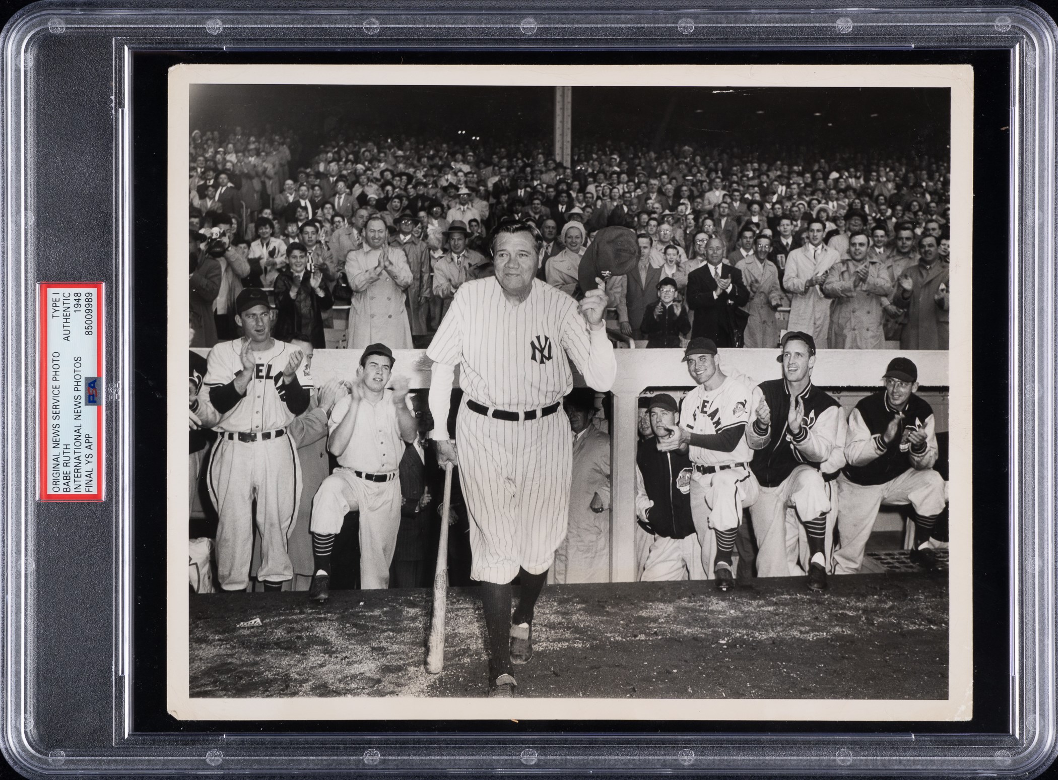 1948 Babe Ruth Original International News Service Photograph PSA/DNA Type I - Final Appearance ...
