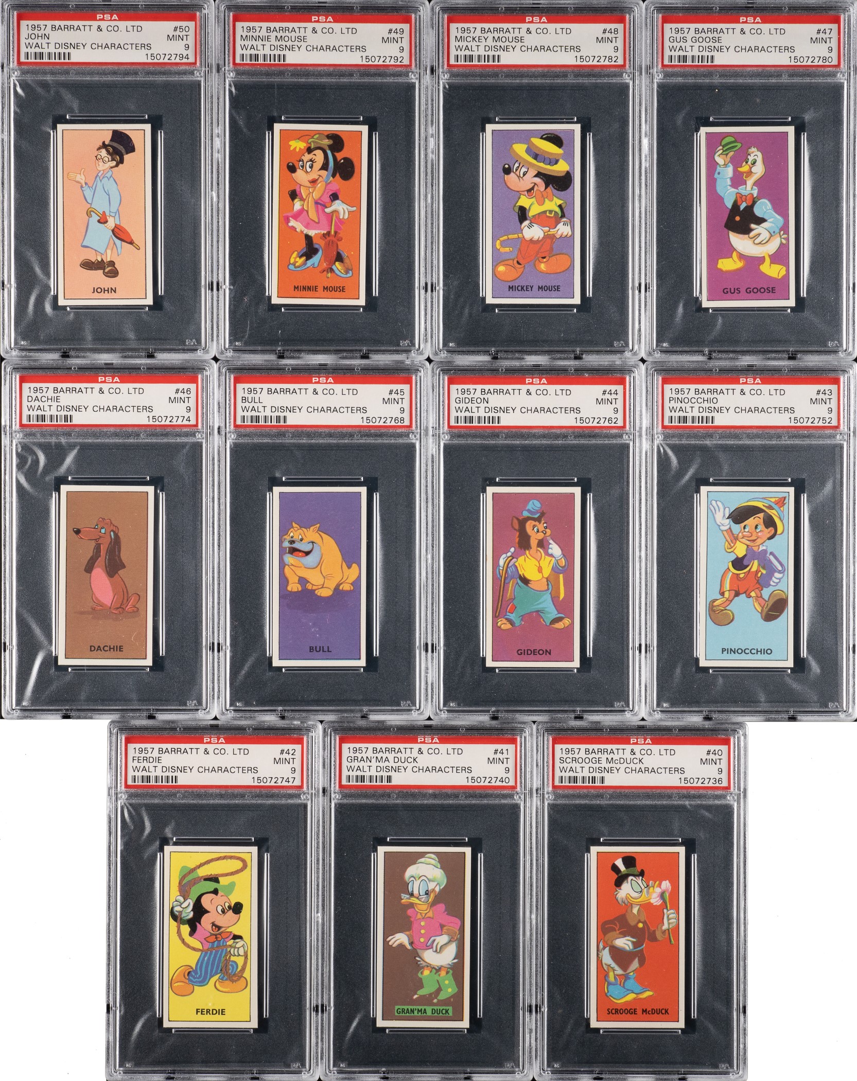 1957 Barratt & Co. Ltd. "Walt Disney Characters" PSA-Graded Complete ...
