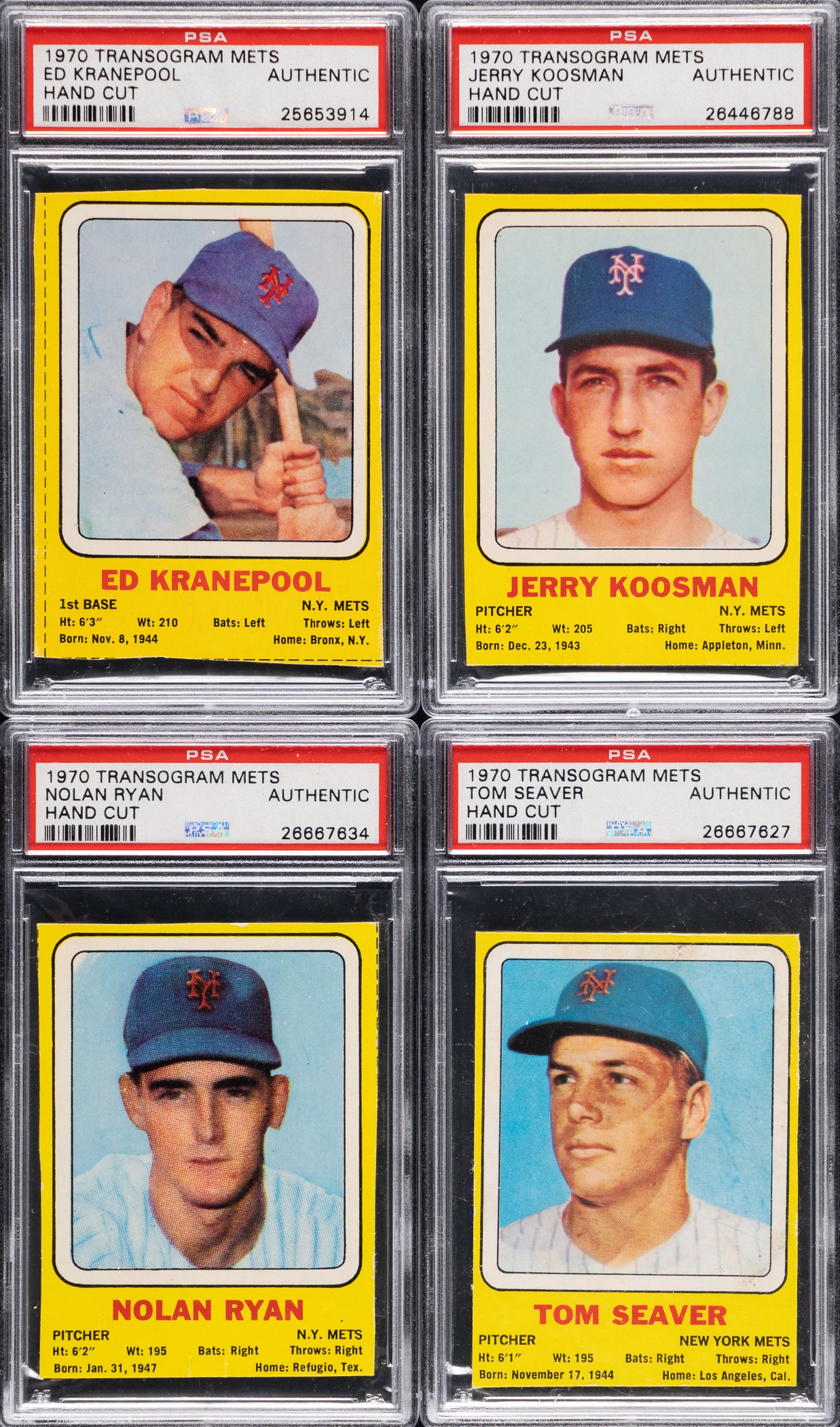 1970 Transogram "Amazin Mets" PSA-Graded Complete Set (15) Including ...