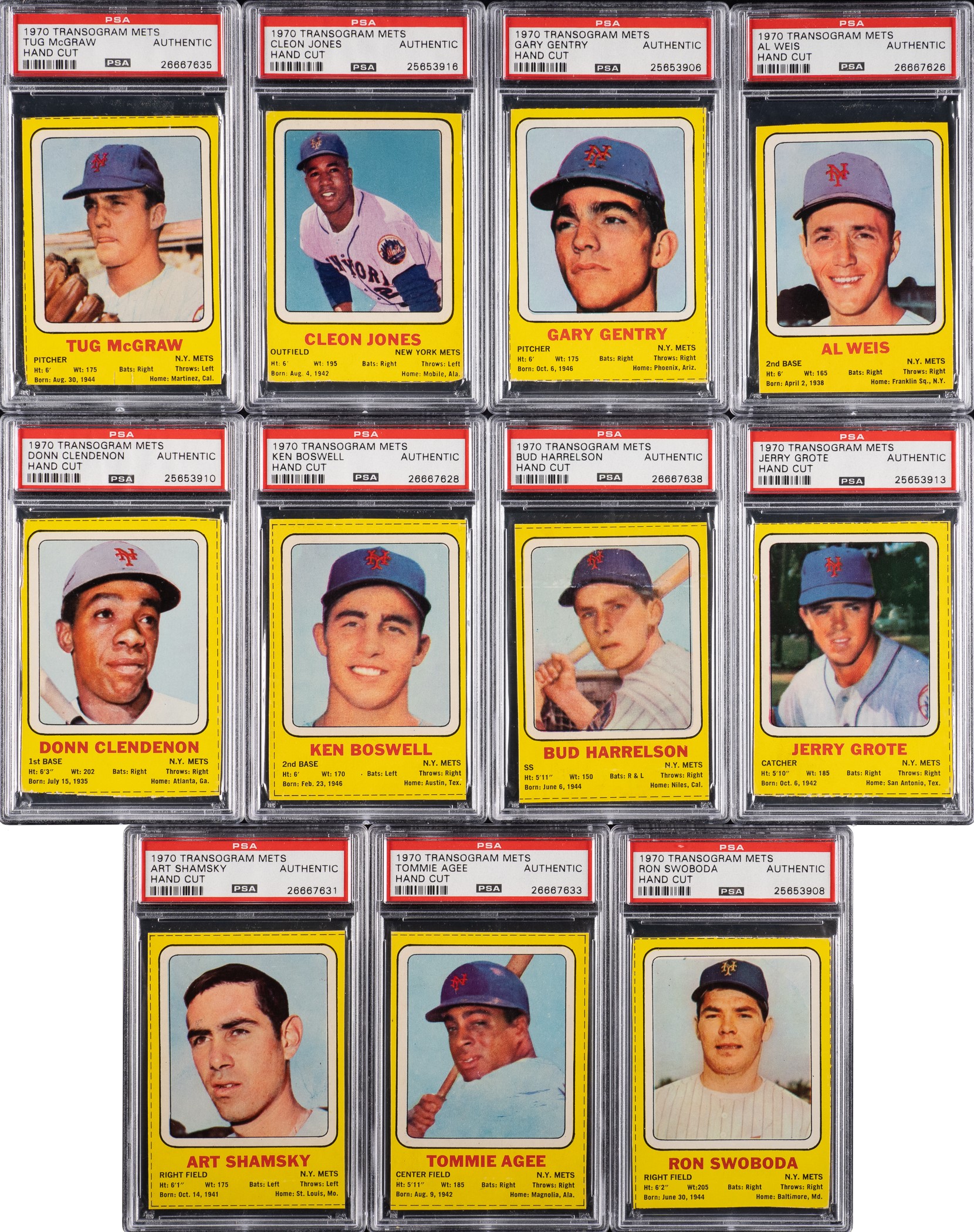 1970 Transogram "Amazin Mets" PSA-Graded Complete Set (15) Including ...