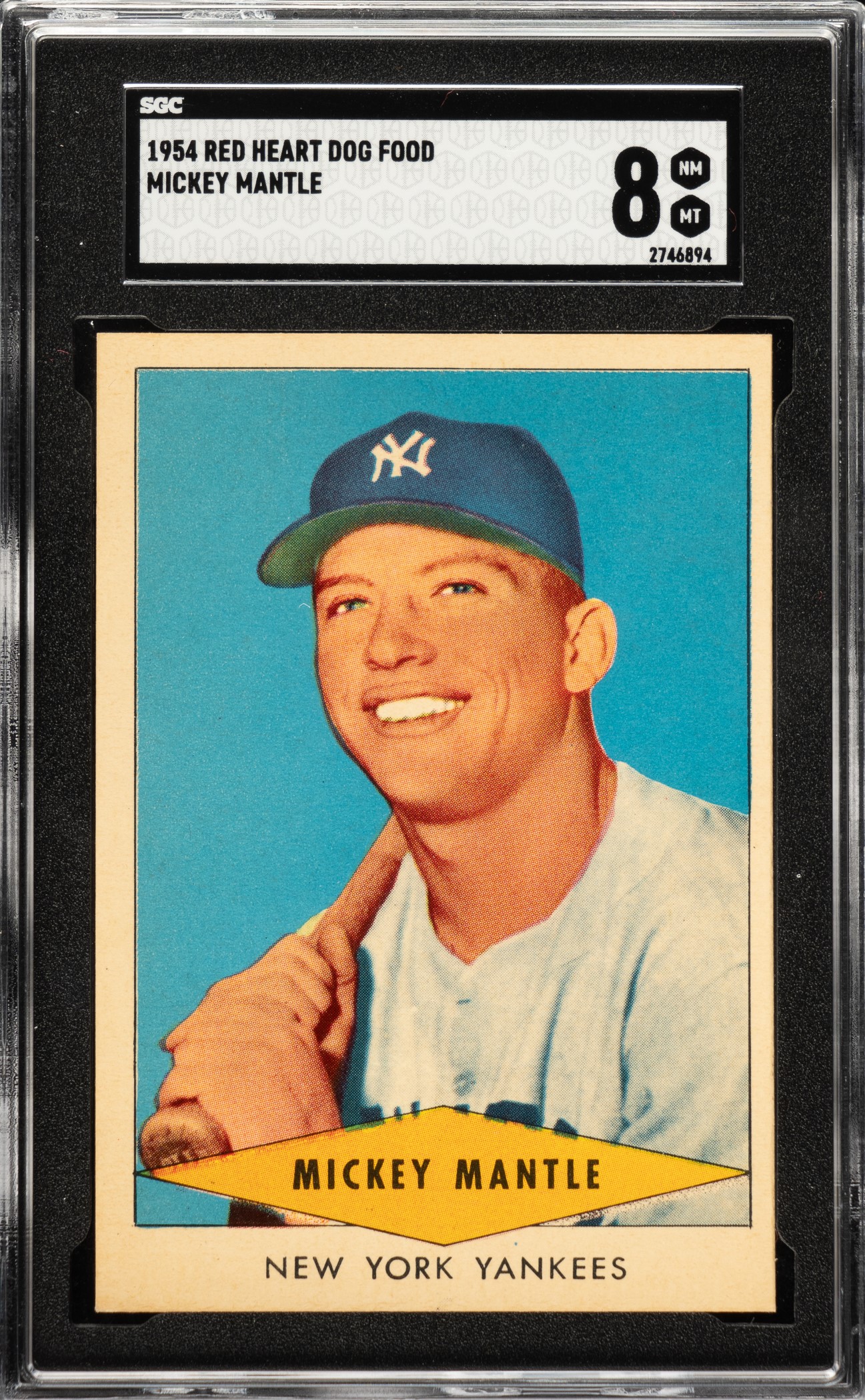 1954 Red Heart Dog Food Mickey Mantle SGC NM/MT 8 | REA Archive