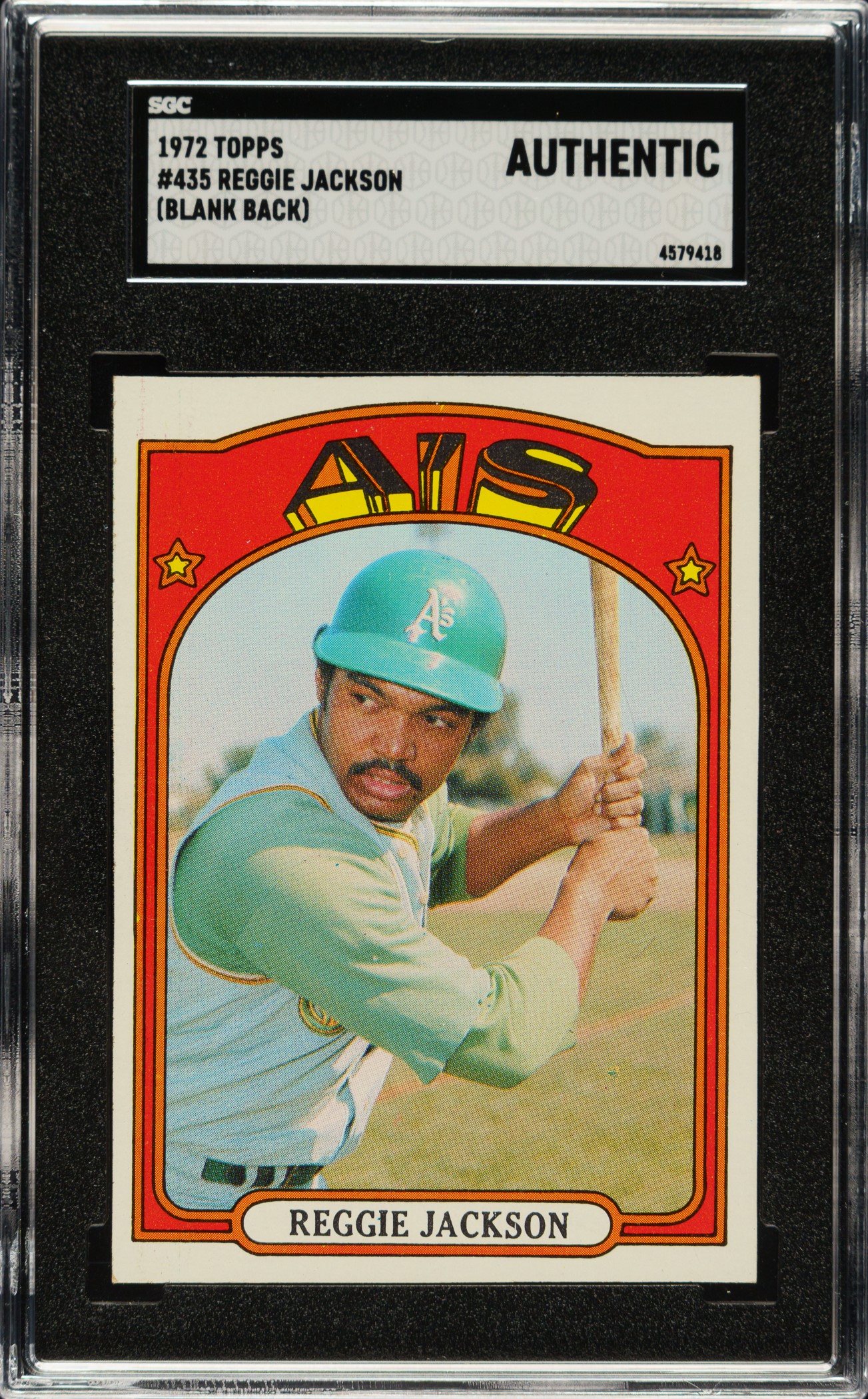 1972 Topps #435 Reggie Jackson Unissued Blank-Back Proof Card - SGC ...