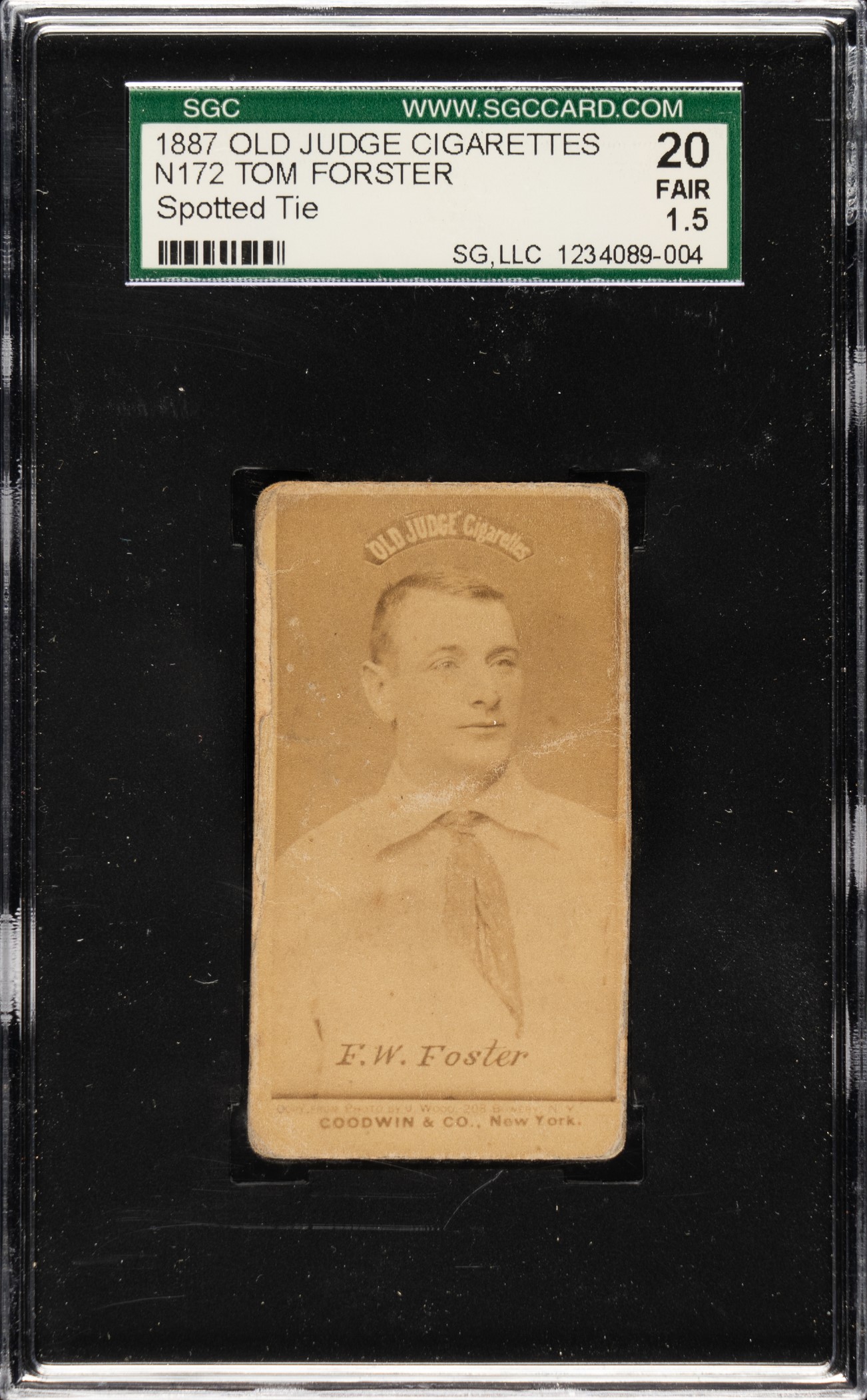 Extremely Rare 1886 N172 Old Judge Tom Forster Spotted Tie SGC FAIR 20 ...