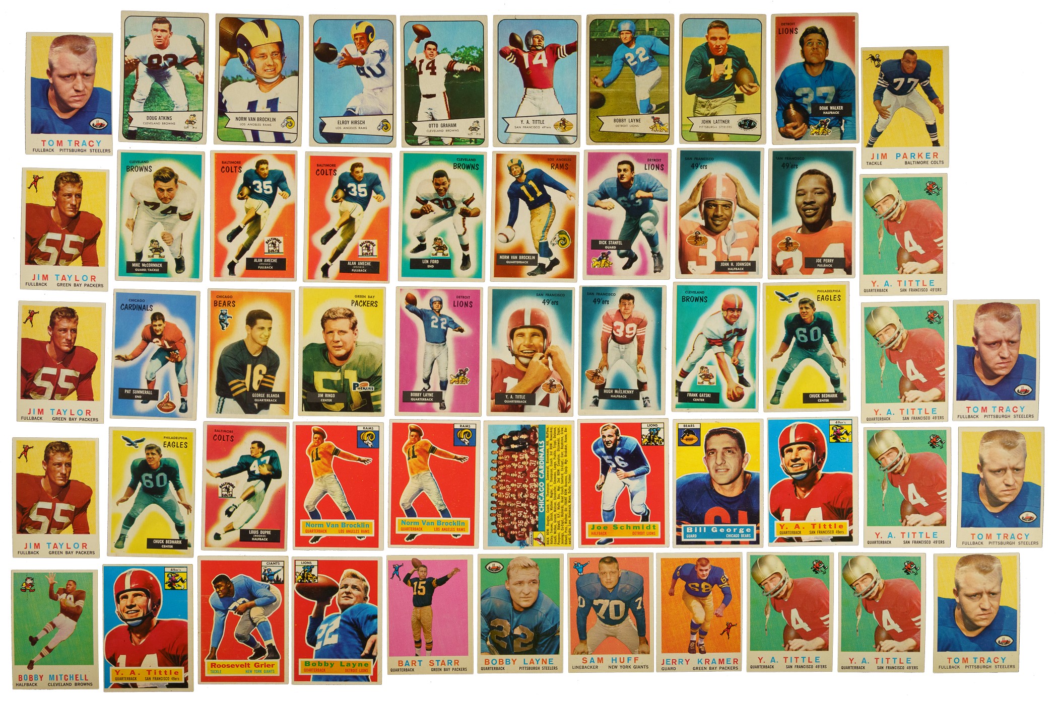 1954 to 1959 Bowman and Topps Football Near-Complete and Partial Set ...