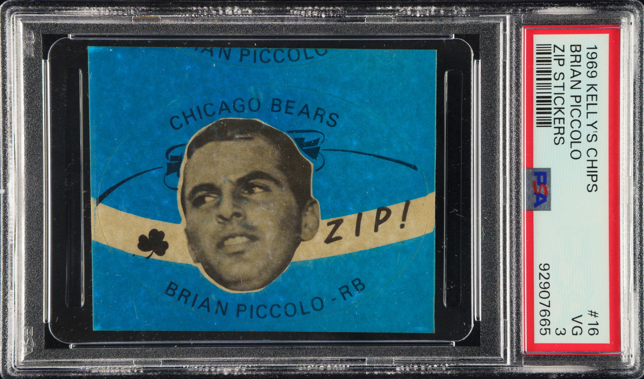 1969 Kelly's Chips Zip Stickers #16 Brian Piccolo Rookie PSA VG 3 | REA ...
