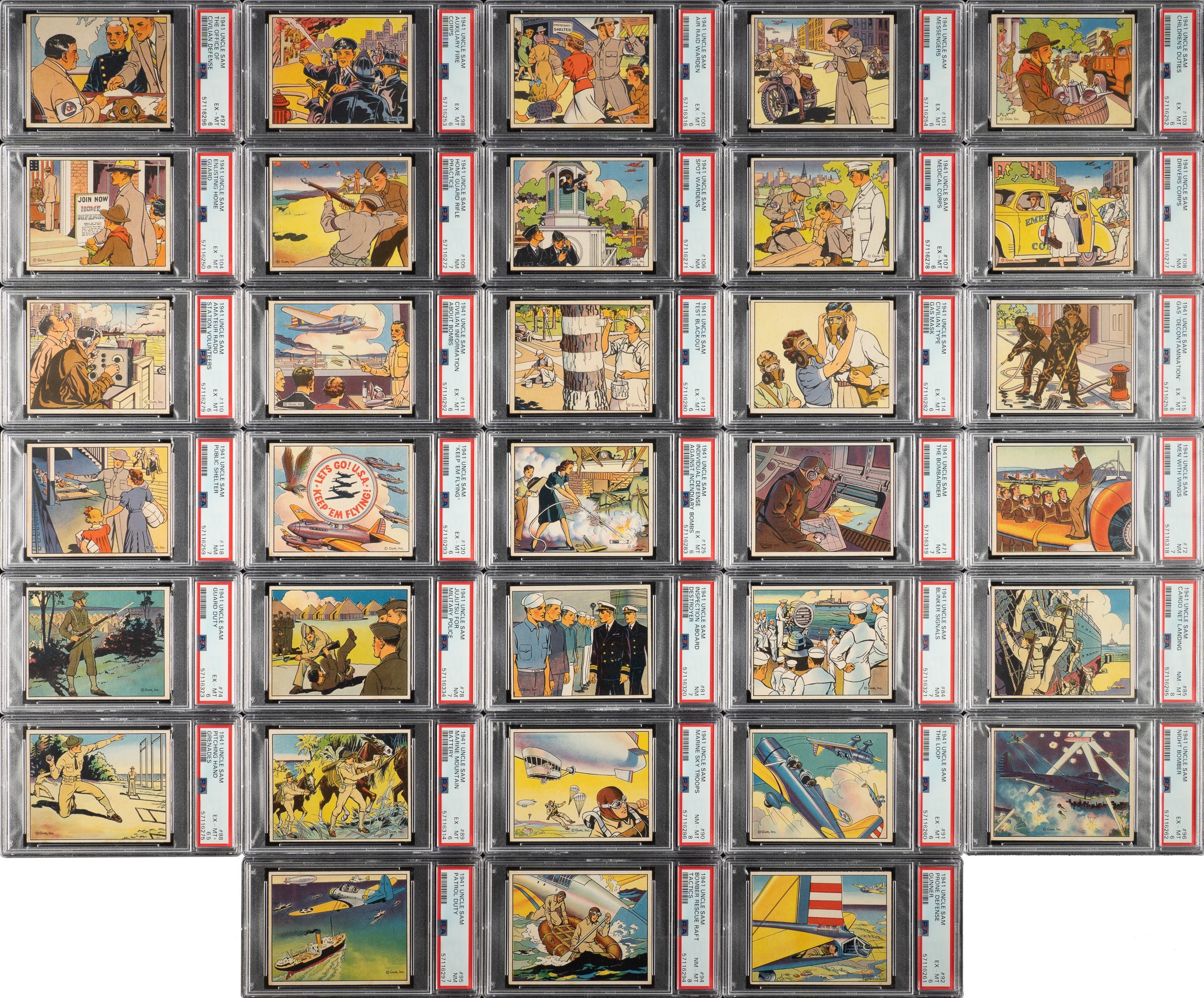 1941 R157 Gum, Inc. "Uncle Sam" PSA-Graded Partial Set (60/96) and R158 ...