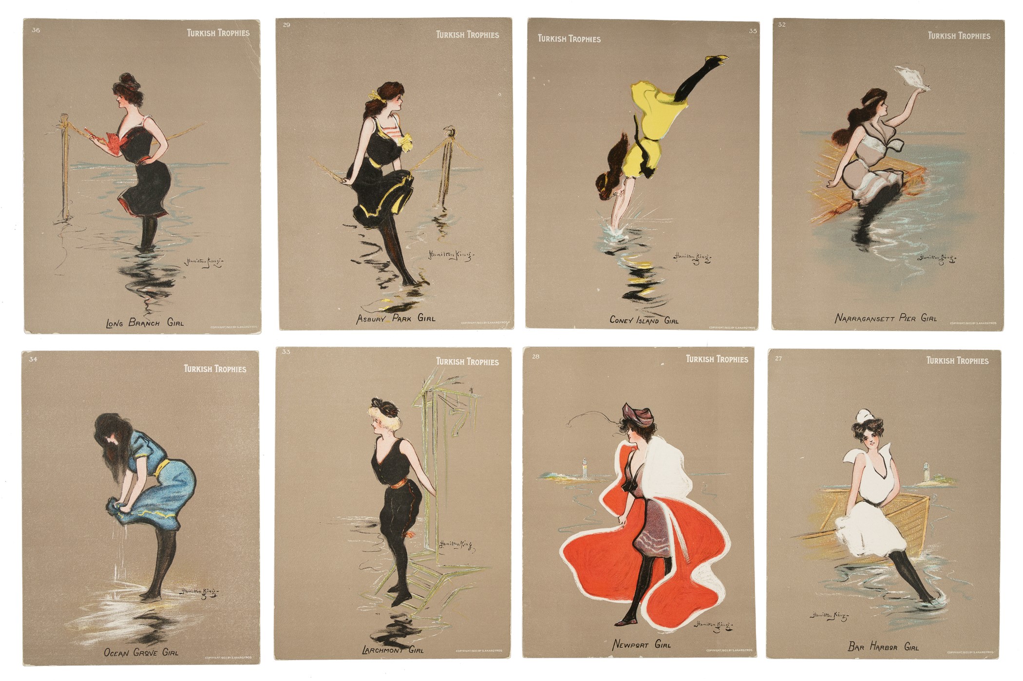 1902-1903 T7-3 Turkish Trophies "Bathing Girls" Complete Set (12) | REA ...