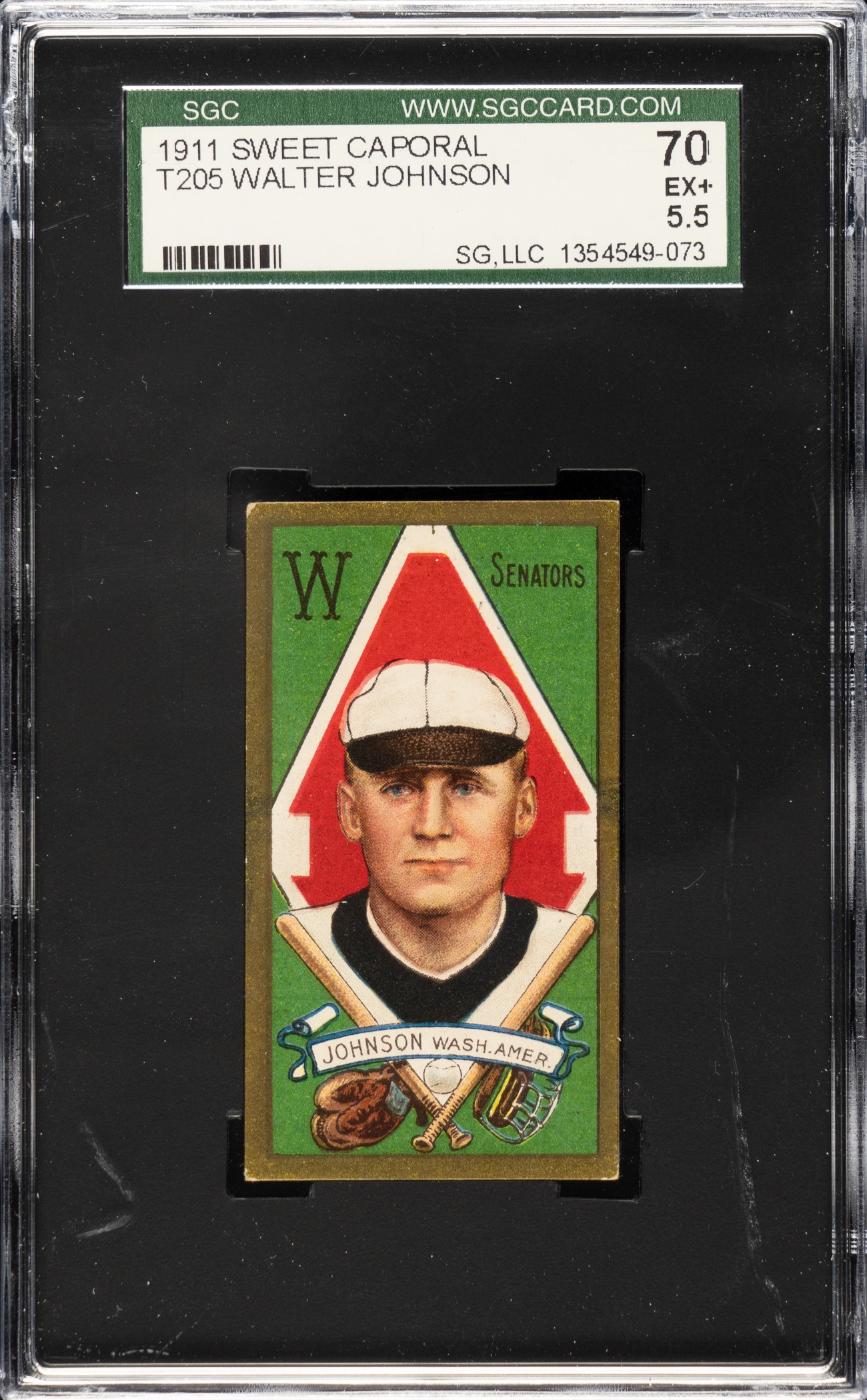 1911 T205 Gold Border Walter Johnson SGC EX+ 70 | REA Archive