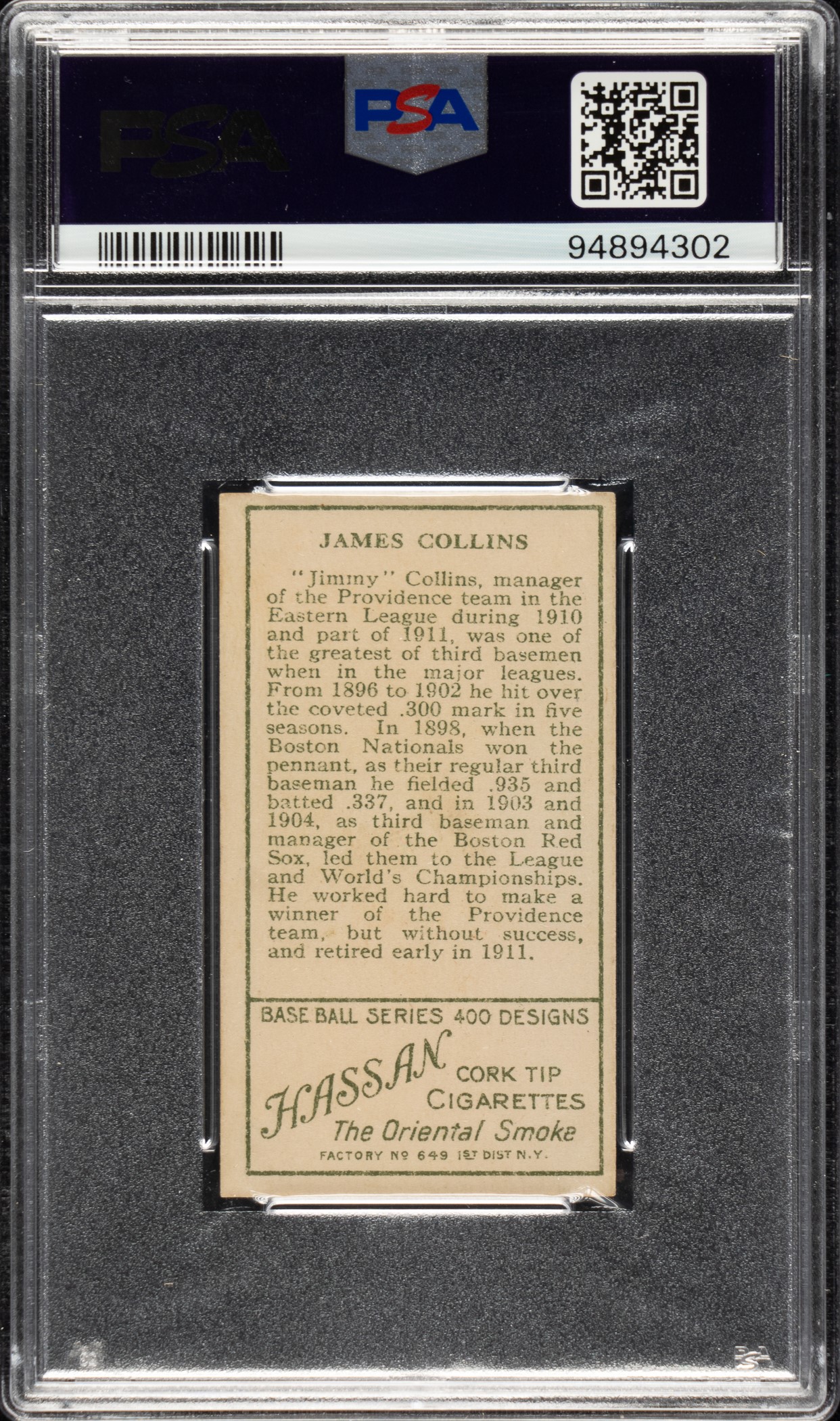 1911 T205 Gold Border Jimmy Collins Minor Leaguer PSA NM+ 7.5 - 1 of 1 ...