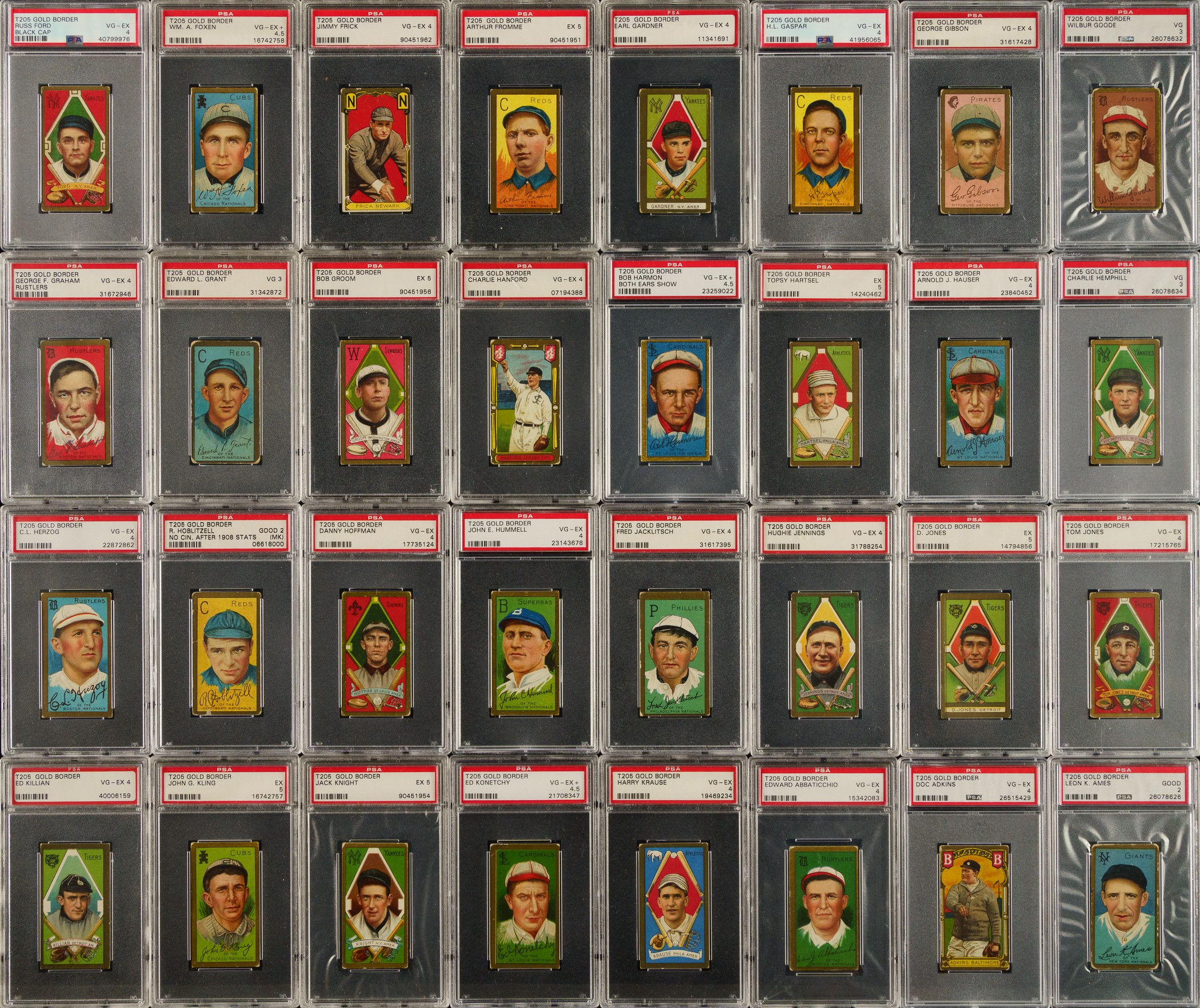 1911 T205 Gold Border Near-Complete Master Set (203/221): #19 PSA Set ...