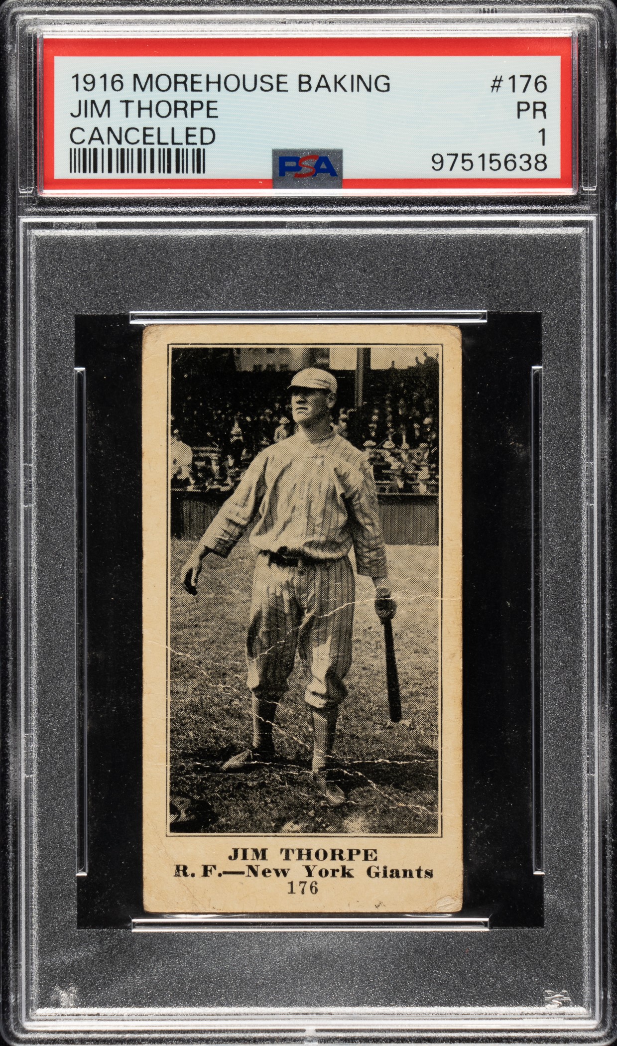 Extremely Rare 1916 M101-5 Morehouse Baking #176 Jim Thorpe PSA POOR 1 ...