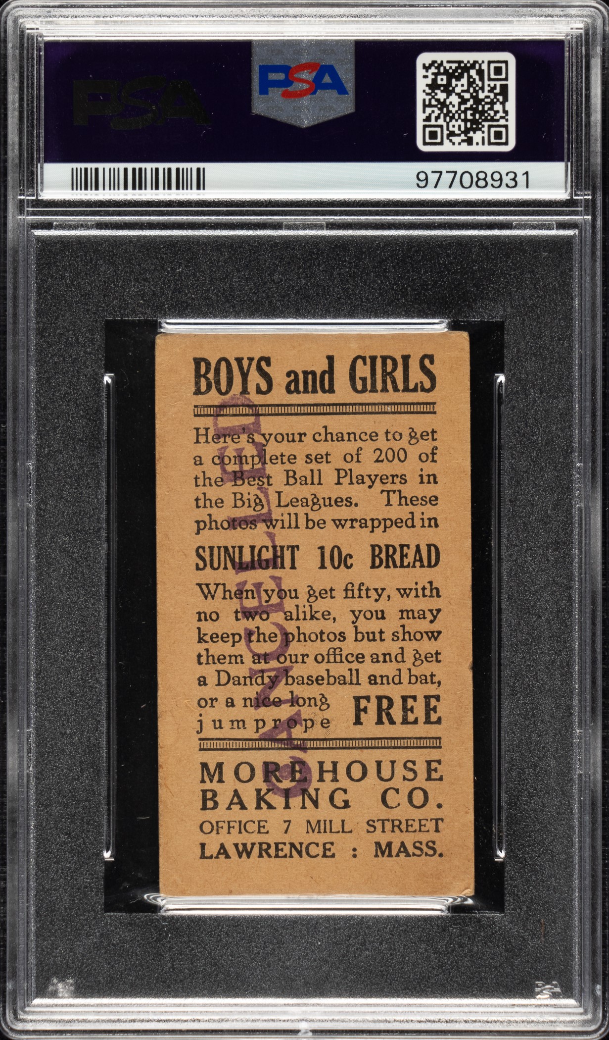 Extremely Rare 1916 M101-5 Morehouse Baking #86 Joe Jackson PSA GOOD+ 2 ...