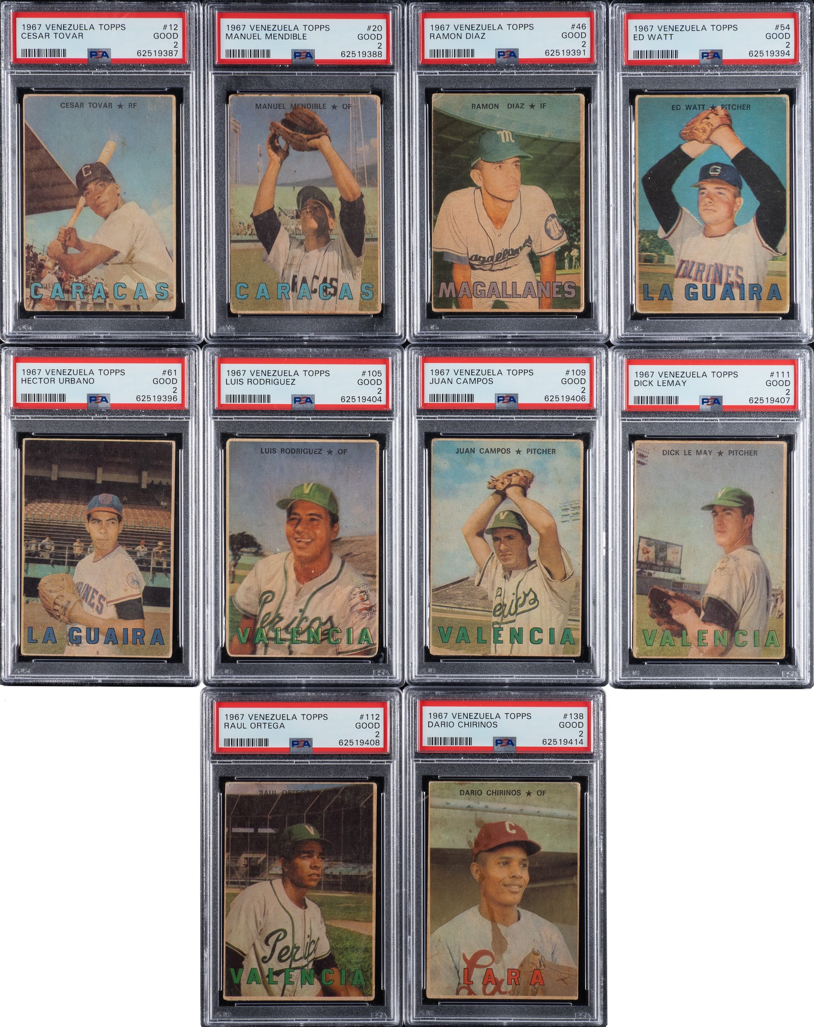 1967 Topps Venezuelan "Winter League" PSA GOOD 2 Collection (14) | REA ...