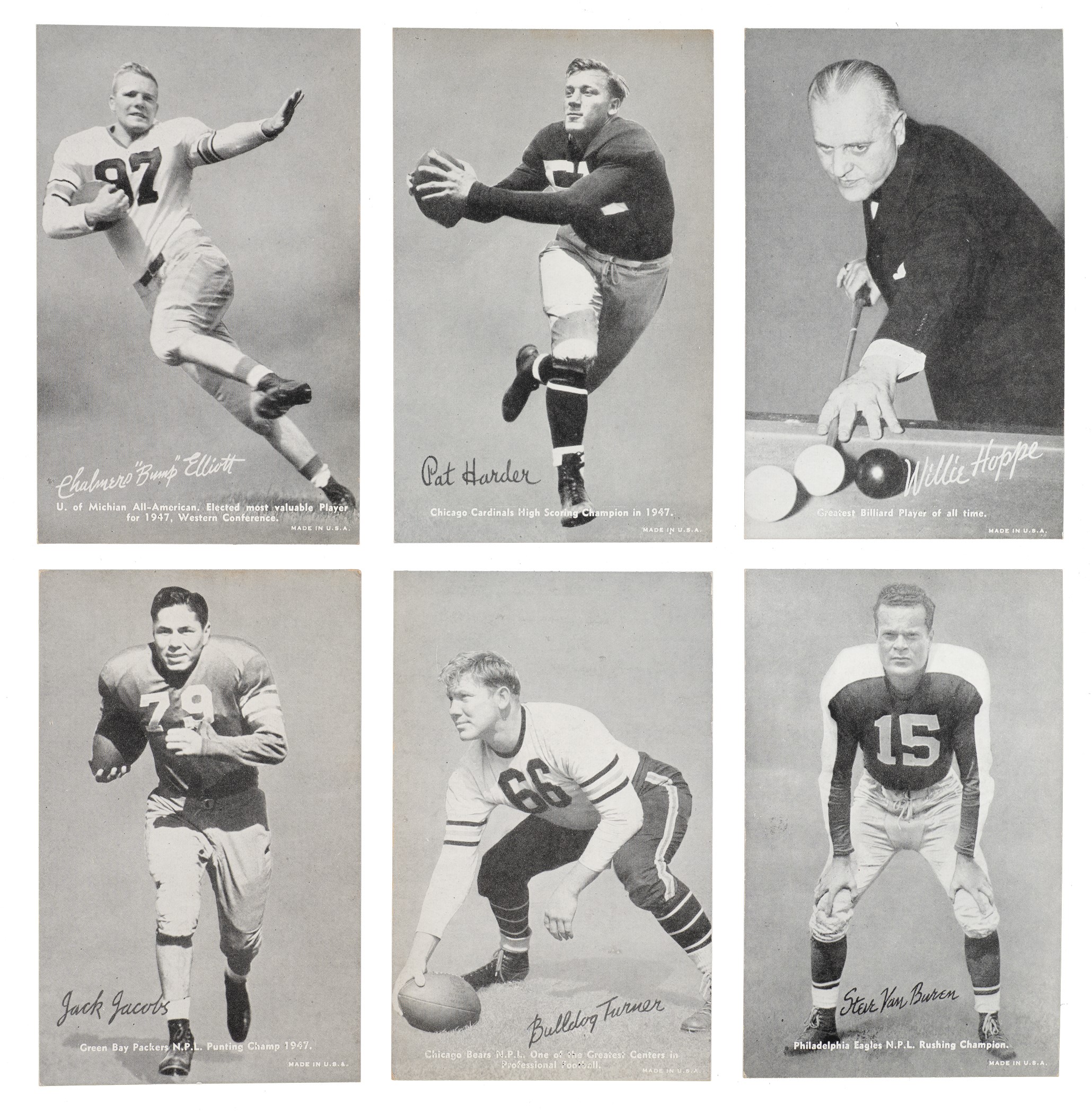1948 W469 Exhibits "Sports Champions" Collection (10) Including Sid Luckman, Bobby McDermott ...