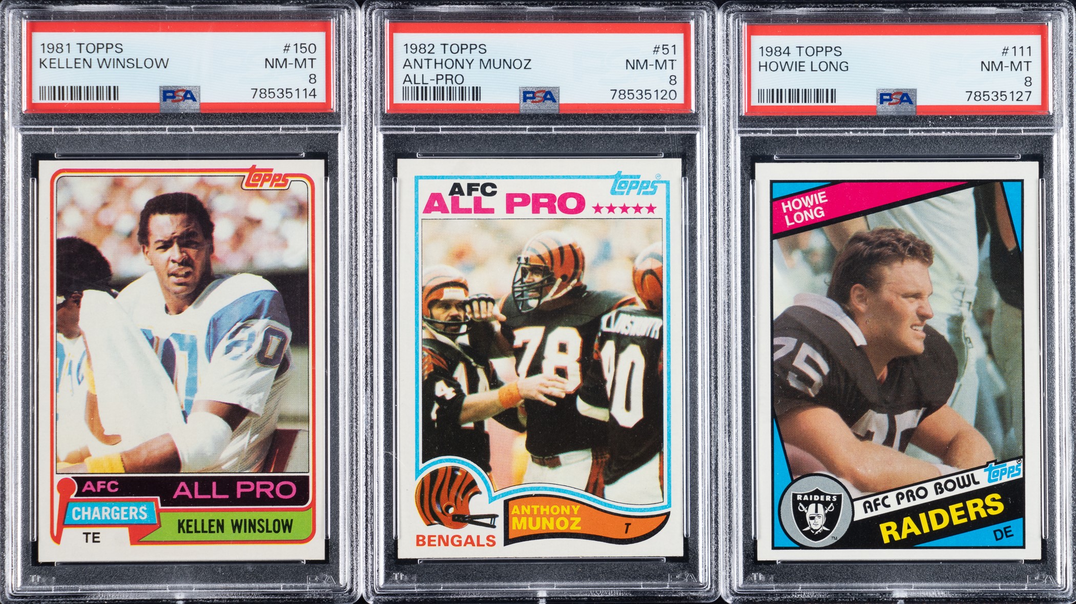 1981 to 1984 Topps Football Hall of Fame Rookie PSA NM-MT 8 Trio ...
