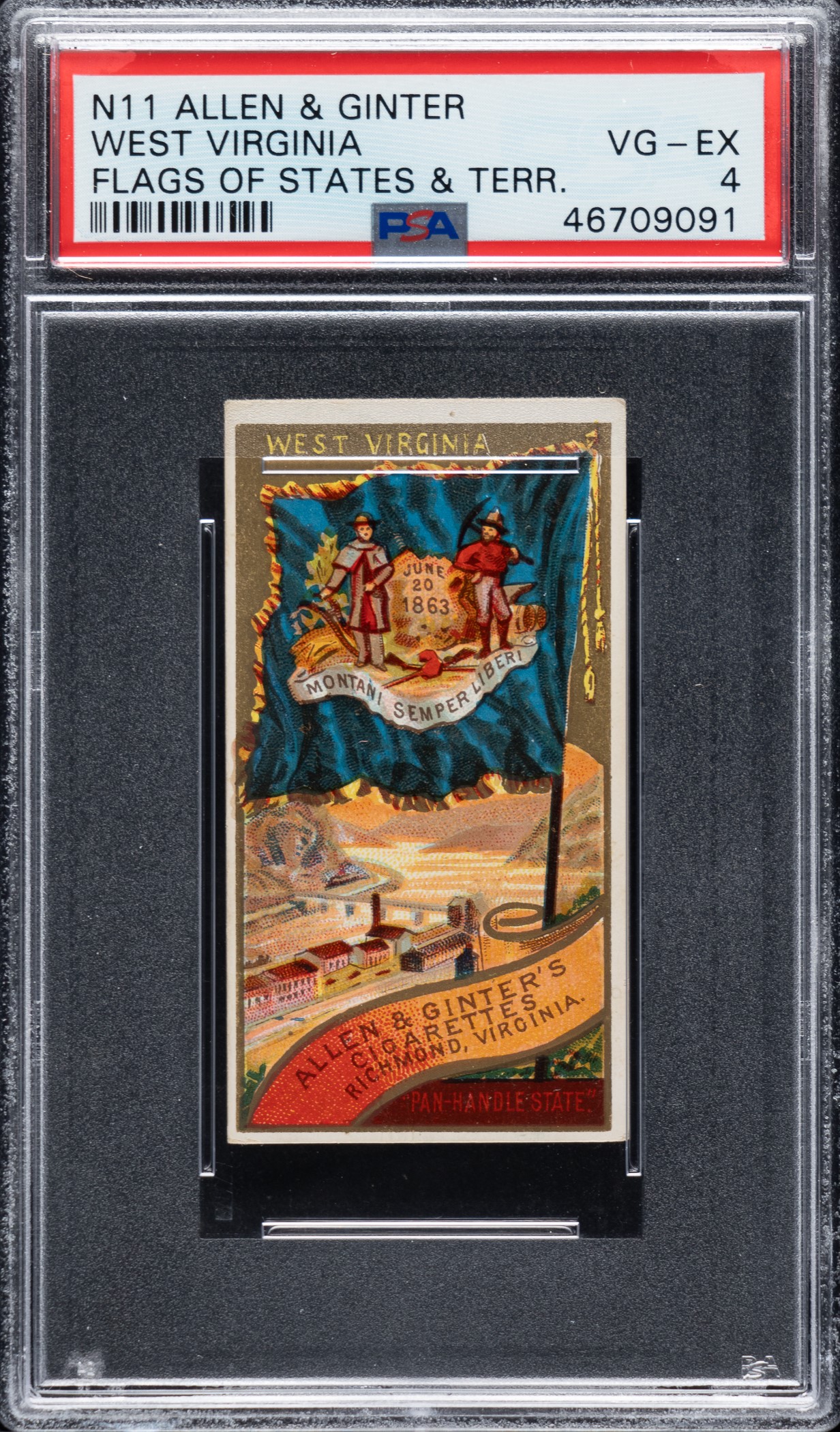 1888 N11 Allen & Ginter "Flags of States and Territories" West Virginia ...