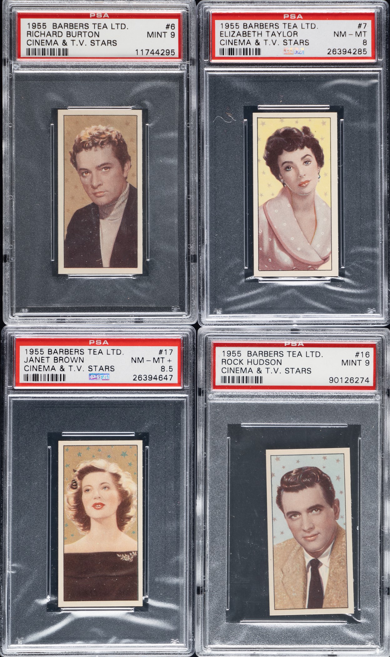 1955 Barbers Tea Ltd. "Cinema & TV Stars" PSA-Graded Collection (17 ...