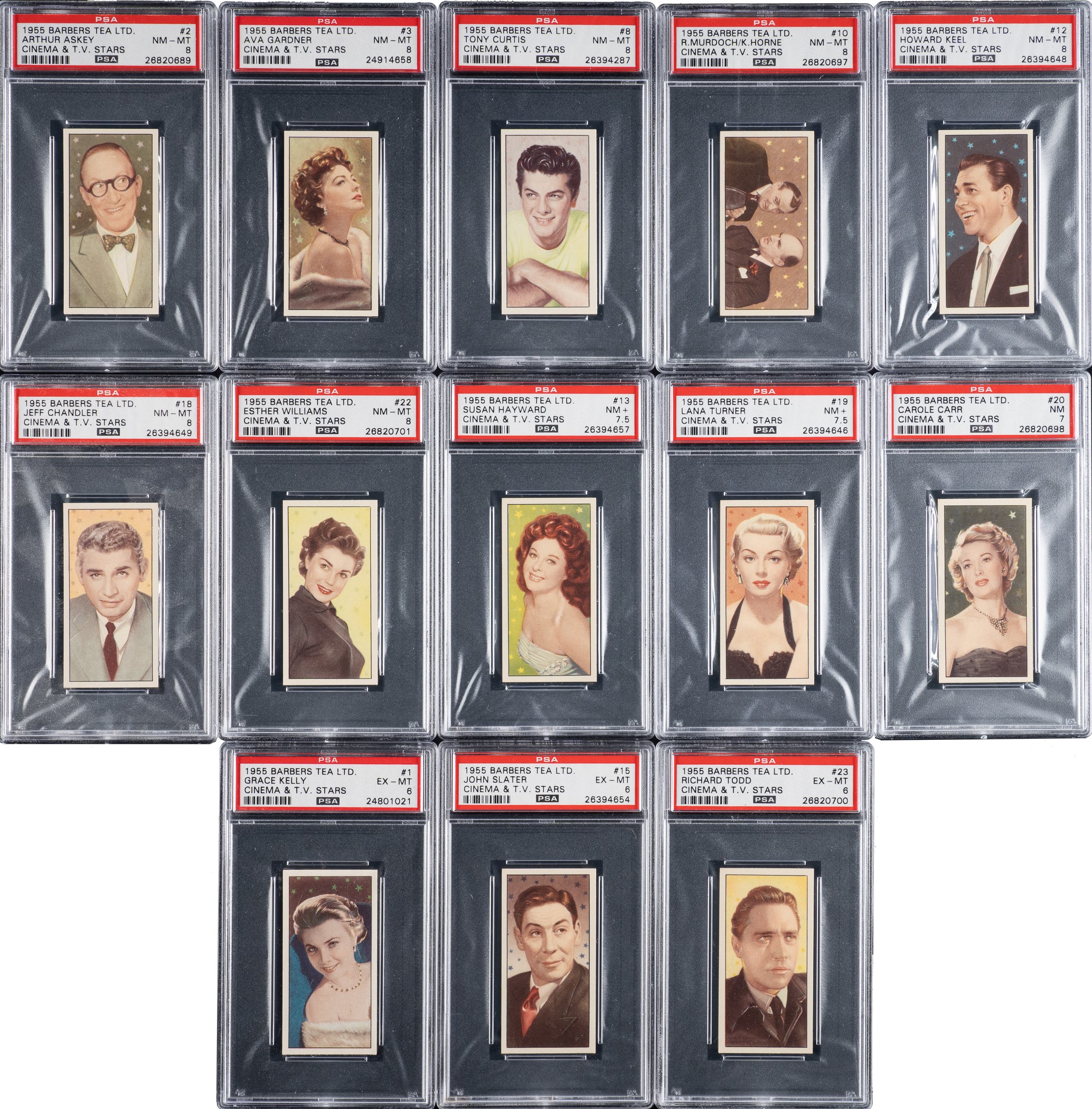 1955 Barbers Tea Ltd. "Cinema & TV Stars" PSA-Graded Collection (17 ...