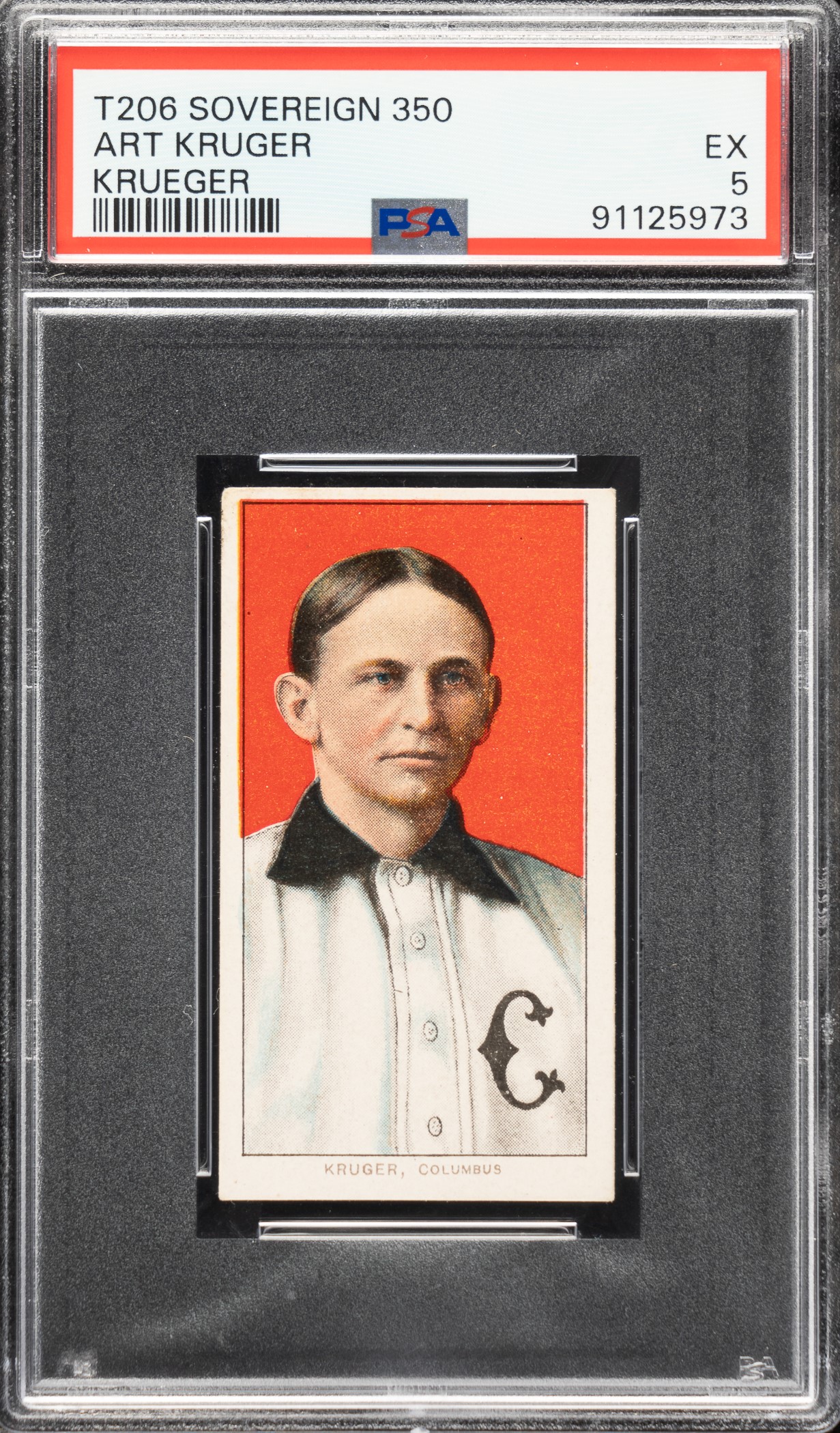 1909-1911 T206 White Border Otto Kruger PSA EX 5 - Sovereign 350 Back | REA Archive