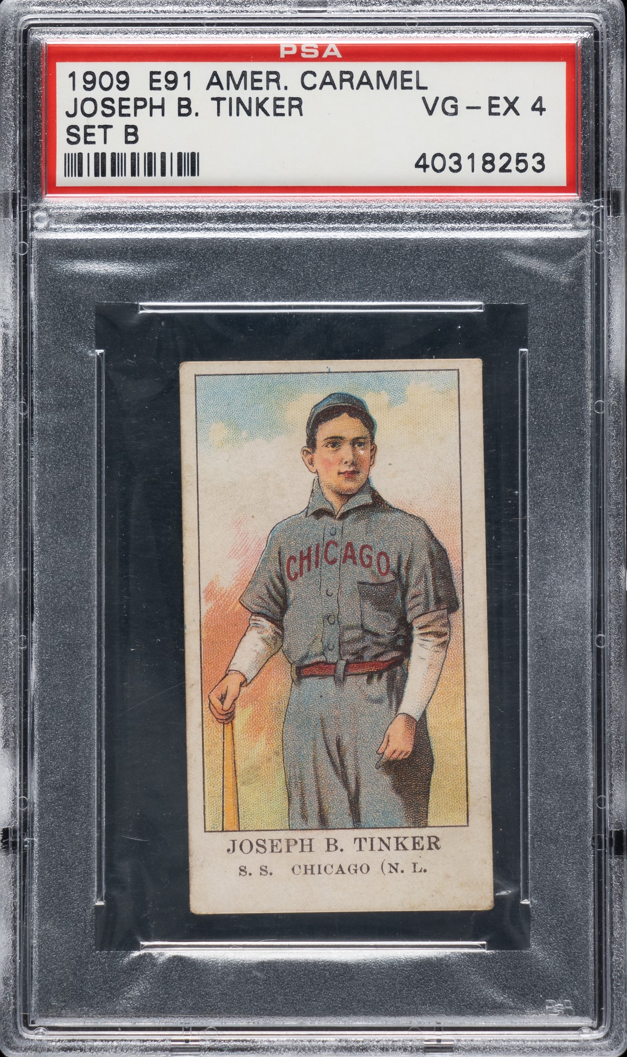 1909-1911 E91-B American Caramel Joe Tinker PSA VG-EX 4 | REA Archive