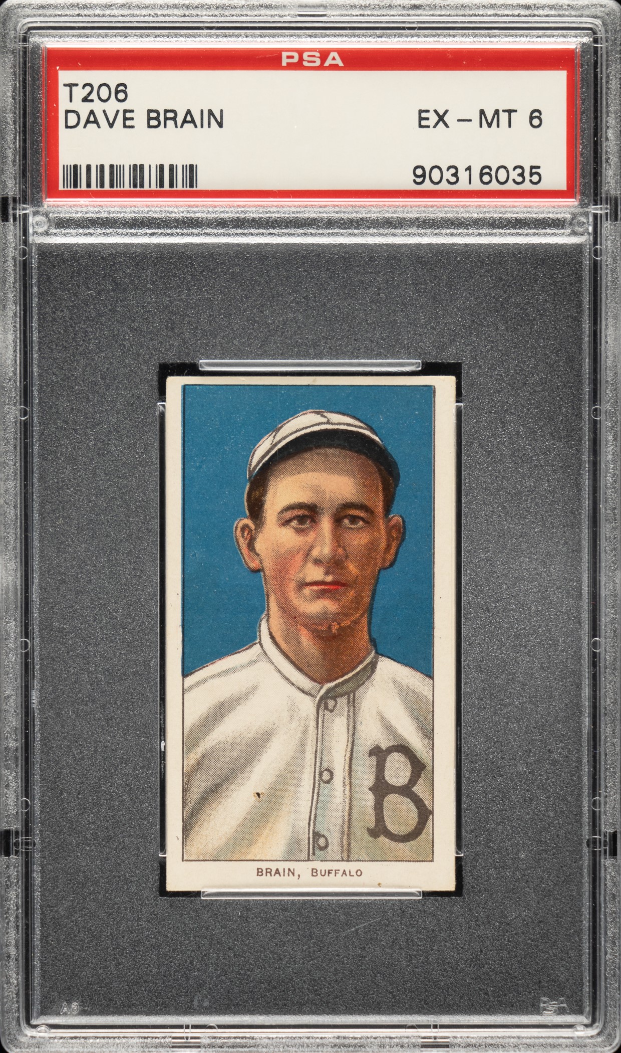 1909-1911 T206 White Border Dave Brain PSA EX-MT 6 | REA Archive