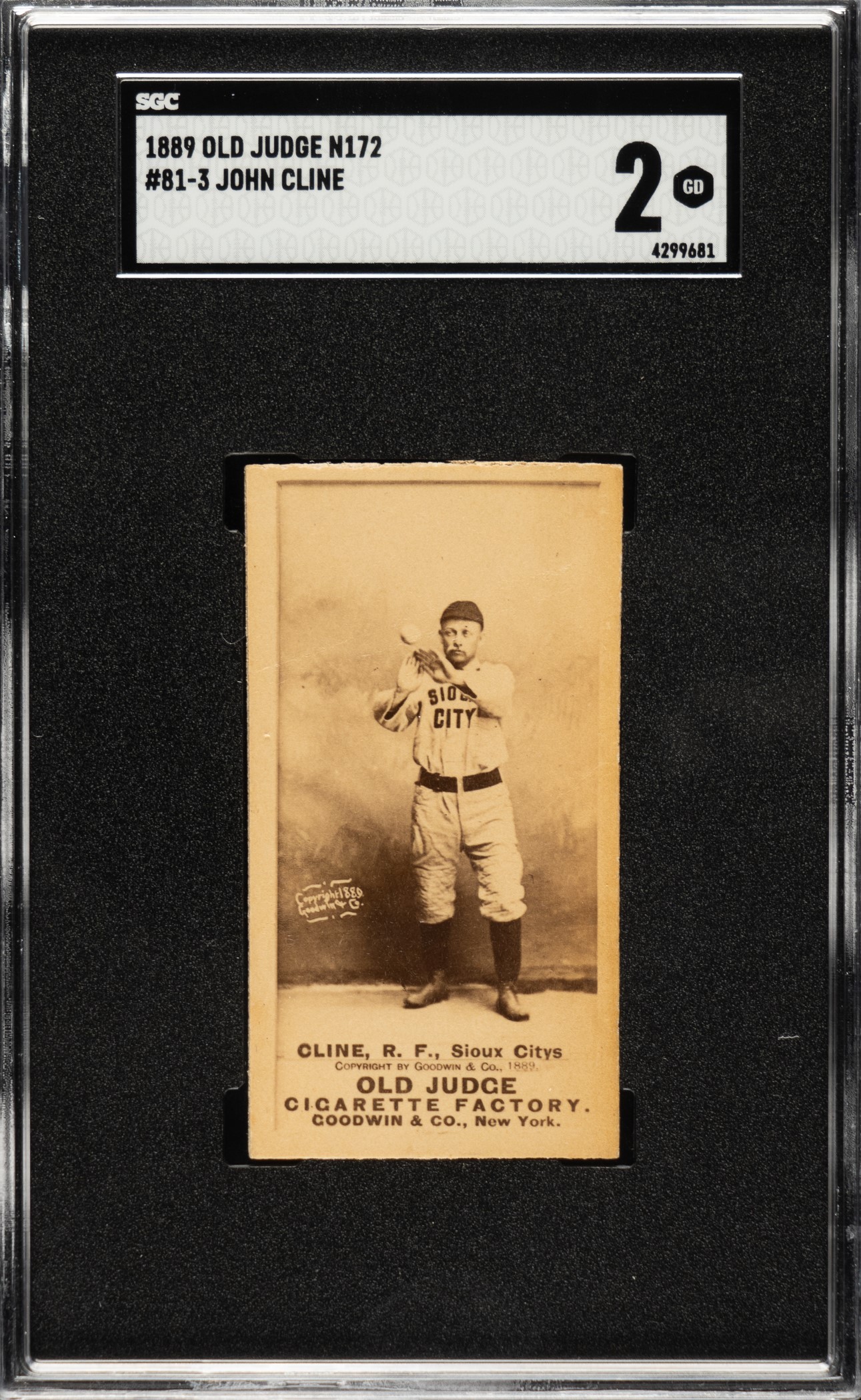 1889 N172 Old Judge John "Monk" Cline SGC GOOD 2 | REA Archive