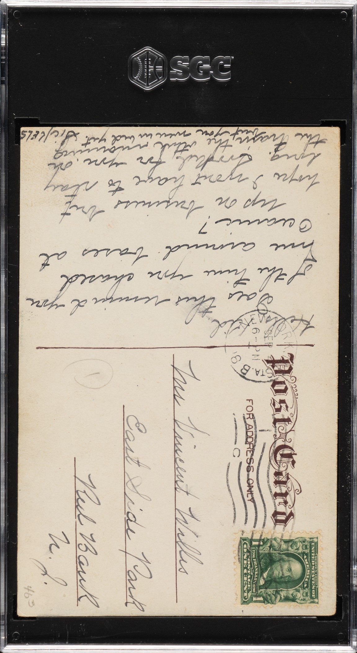 1907 PC778 Morgan Stationery "Red Belts" Postcard Miller Huggins SGC ...