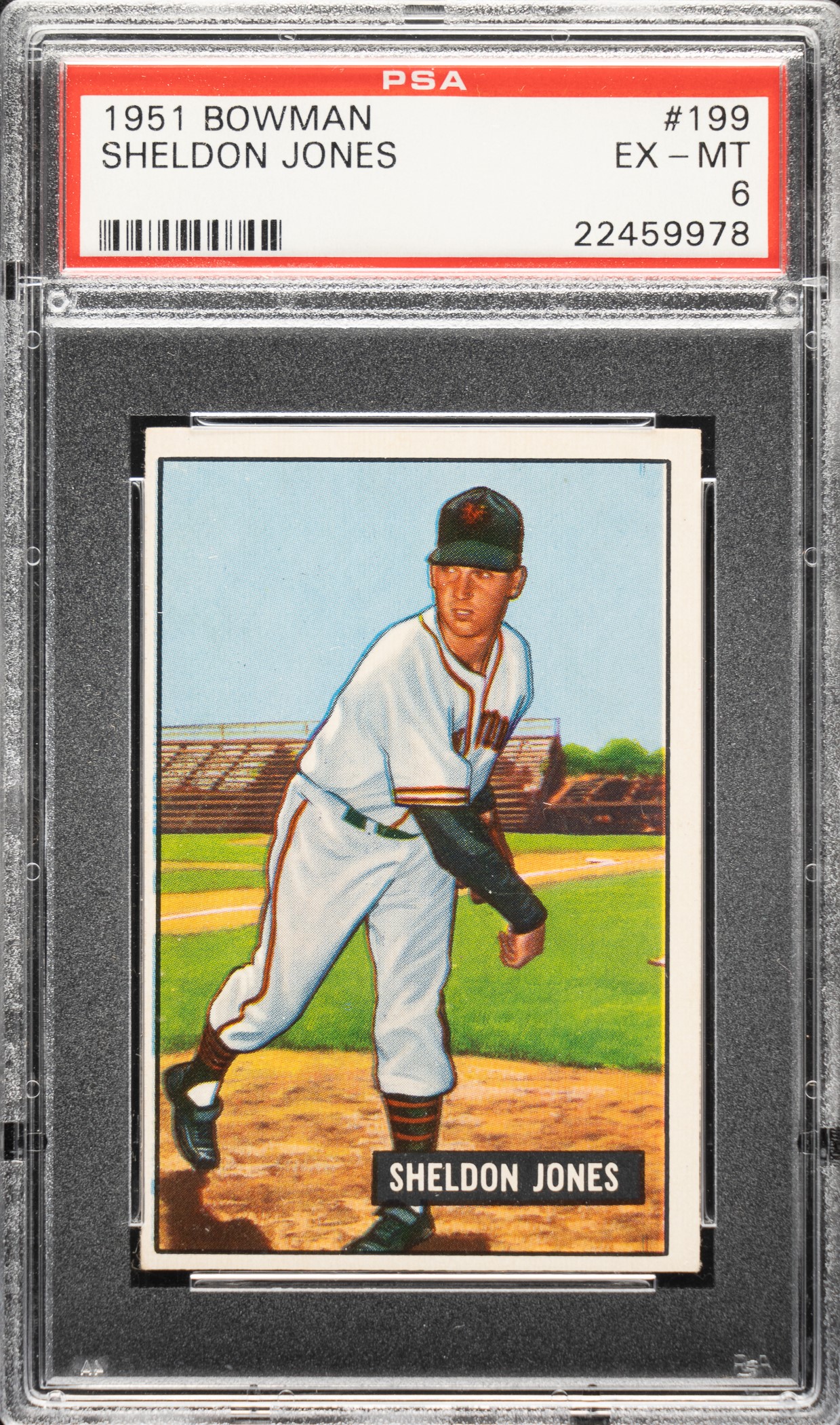 1951 Bowman #199 Sheldon Jones PSA EX-MT 6 | REA Archive