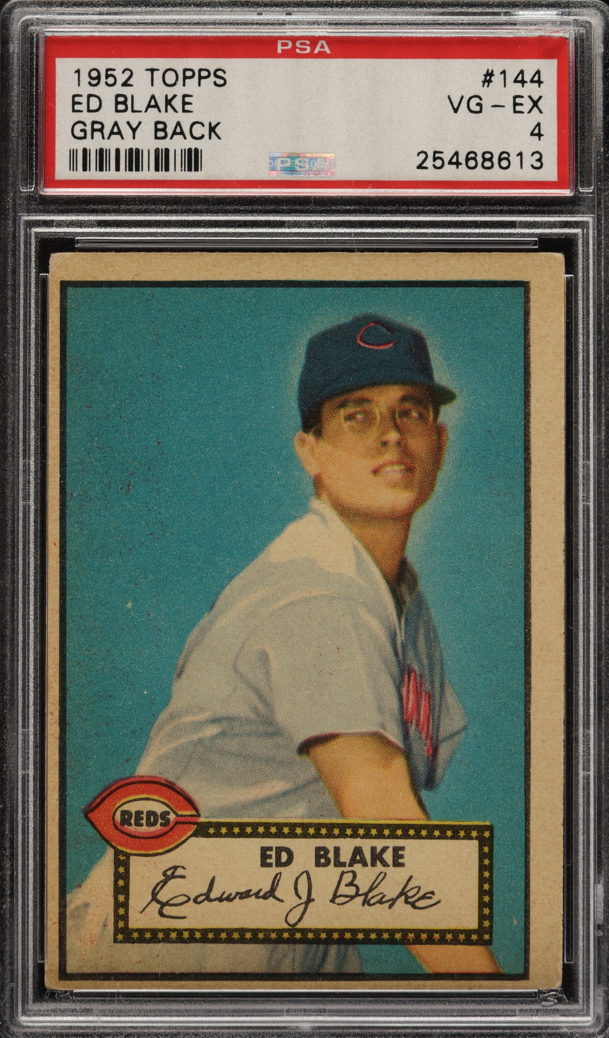 1952 Topps #144 Ed Blake PSA VG-EX 4 - "Canadian" Gray Back | REA Archive