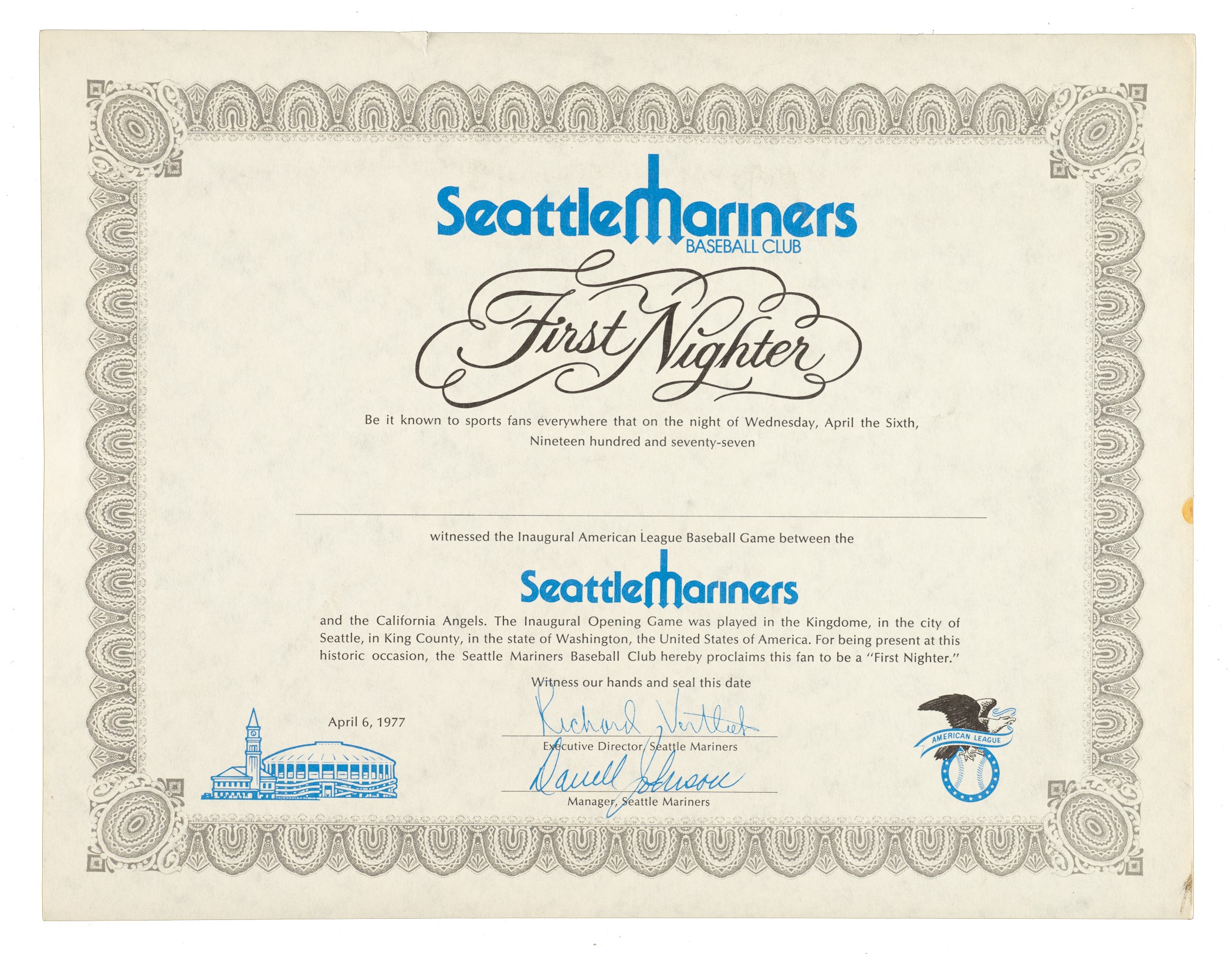 April 6, 1977 Seattle Mariners (vs. California Angels) Ticket Stub ...